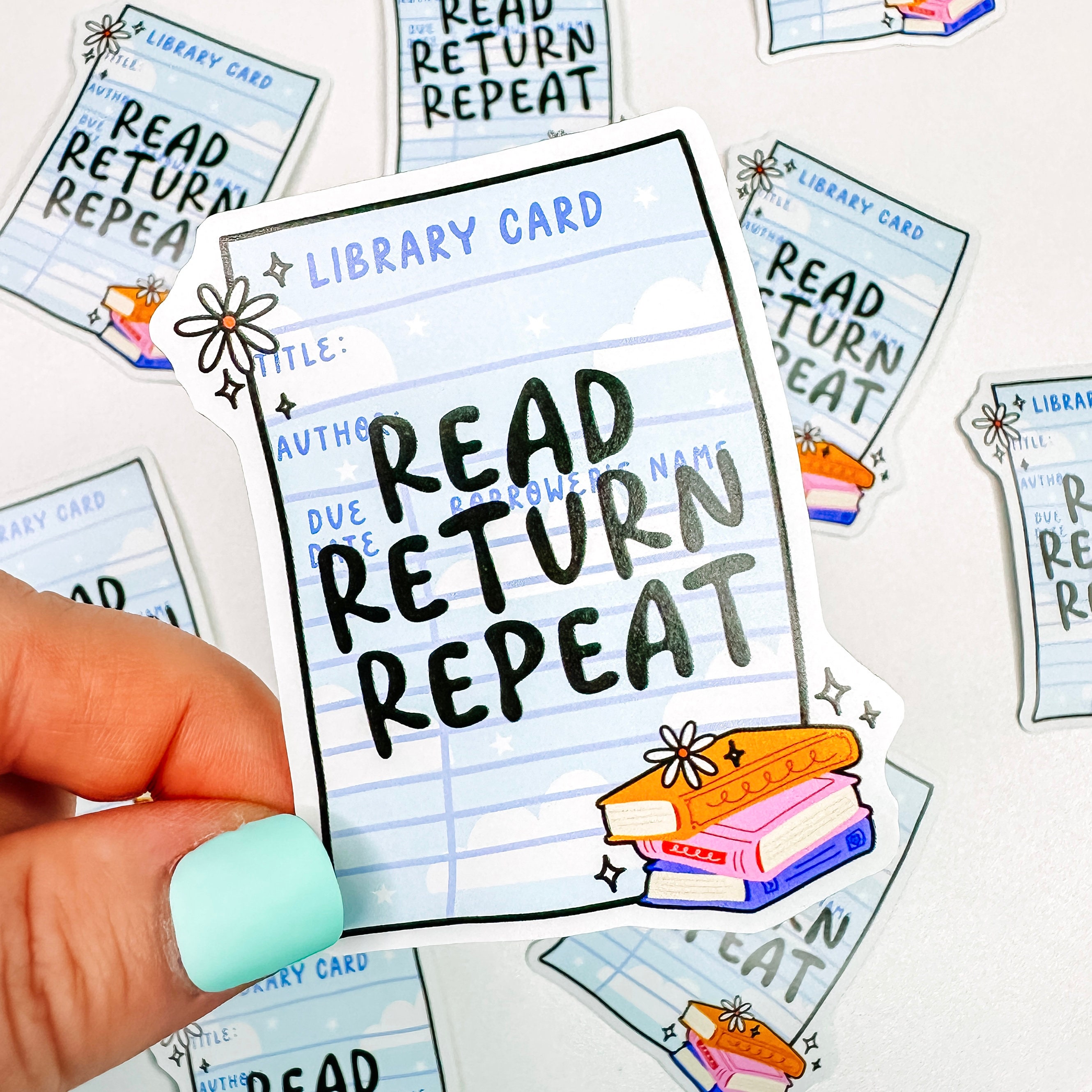 Read Return Repeat Library Card - Bookish Vinyl Sticker - Etsy