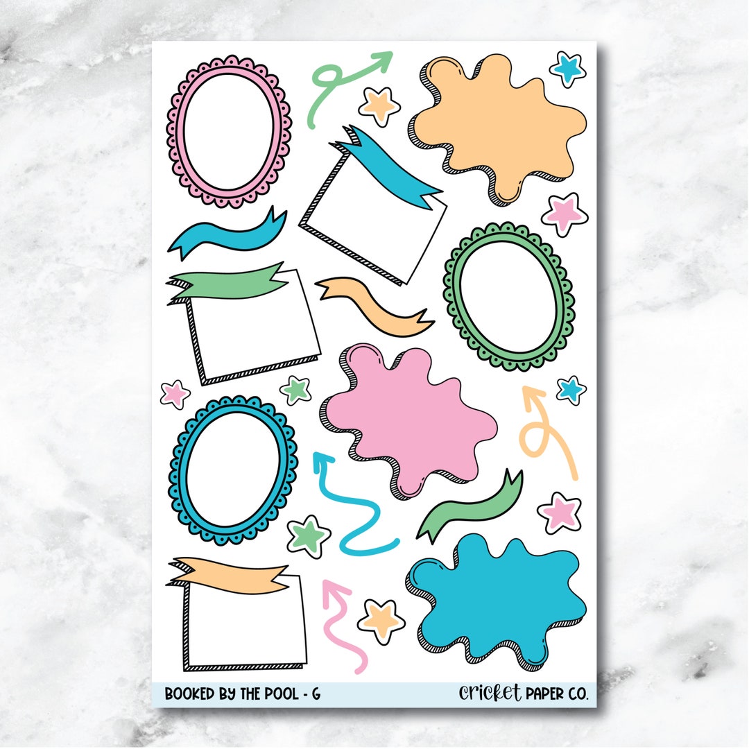 Booked by the Pool Bullet Journal Style Journaling and Planner Stickers ...