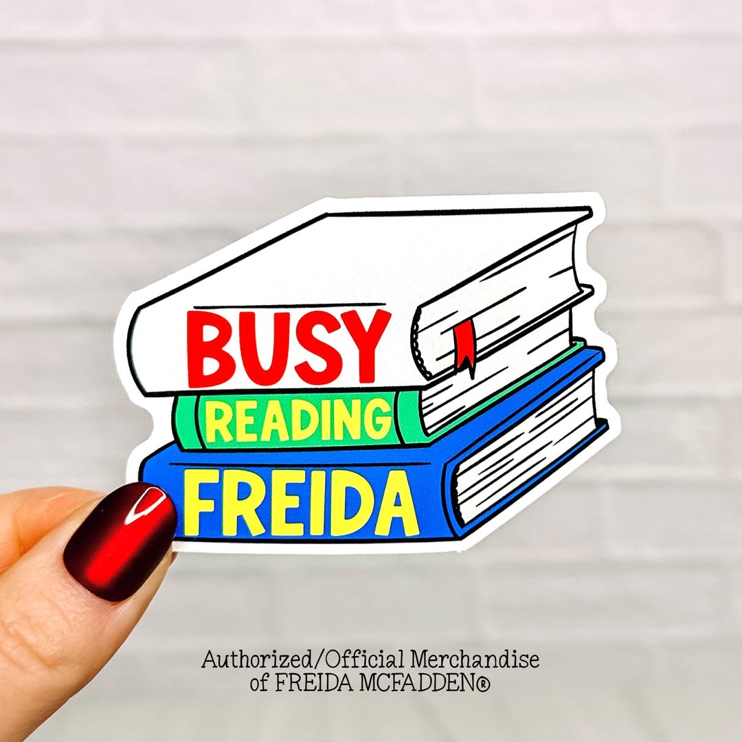 Busy Reading Freida Book Stack Vinyl Sticker - Official Merchandise of ...