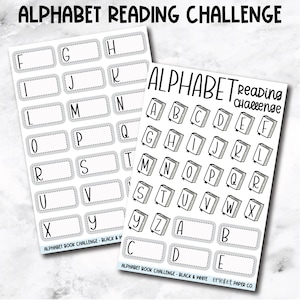 Alphabet Reading Challenge Book Journal Stickers - Black & White - Etsy