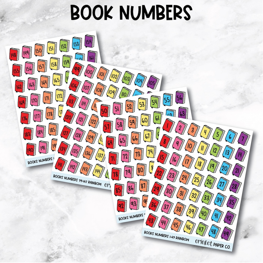 Book Numbers Reading Tracker Book Journal Stickers - Rainbow - Etsy