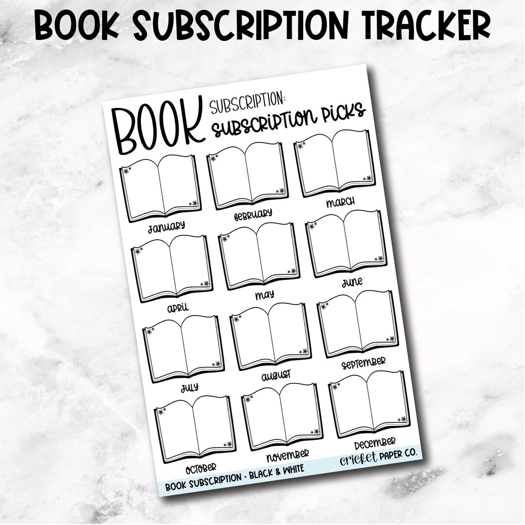 Book Subscription Tracker Book Journal Stickers - Black & White - Etsy