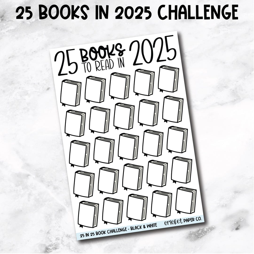 25 Books to Read in 2025 Book Journal Stickers - Black & White - Etsy