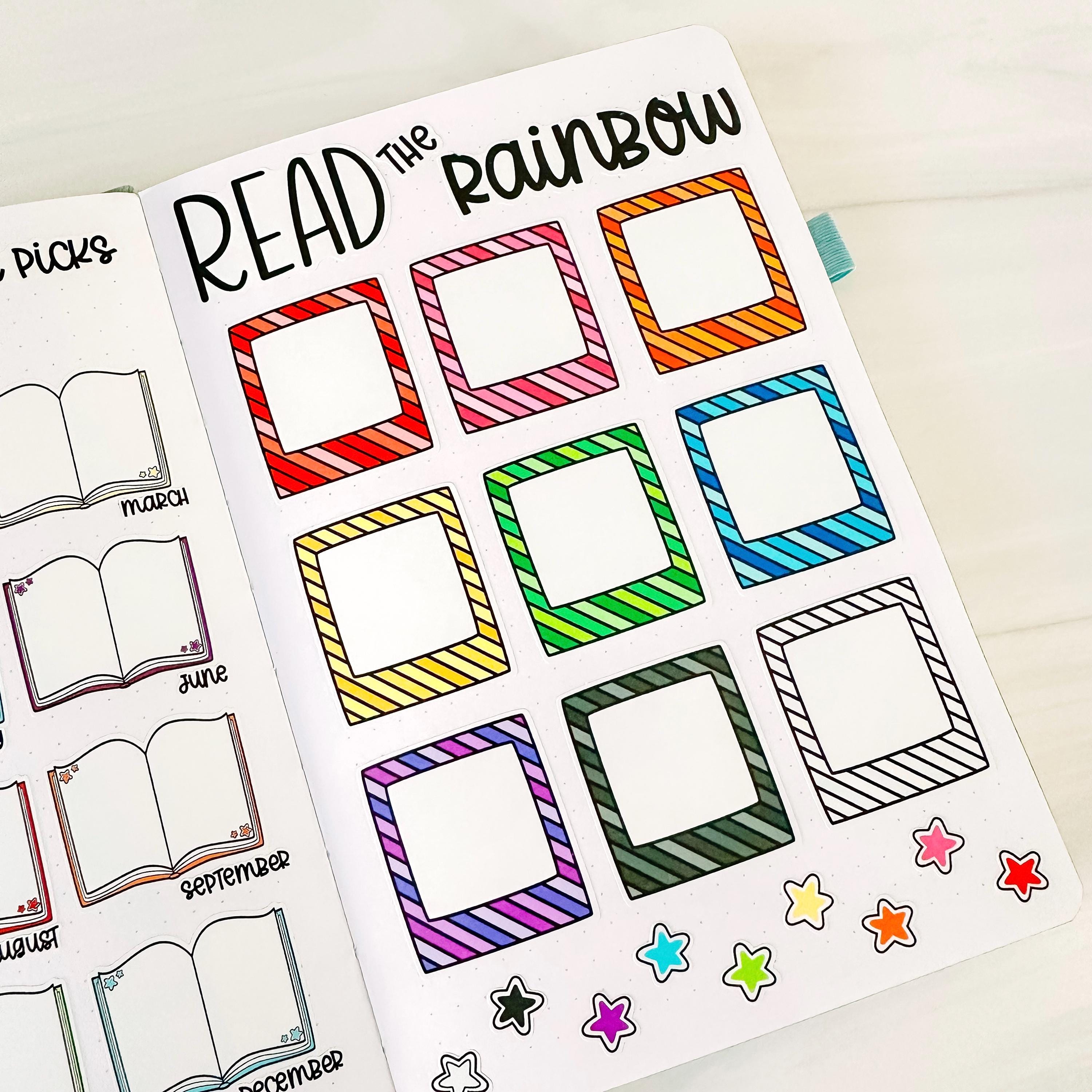 Read the Rainbow Challenge Book Journal Stickers - Etsy