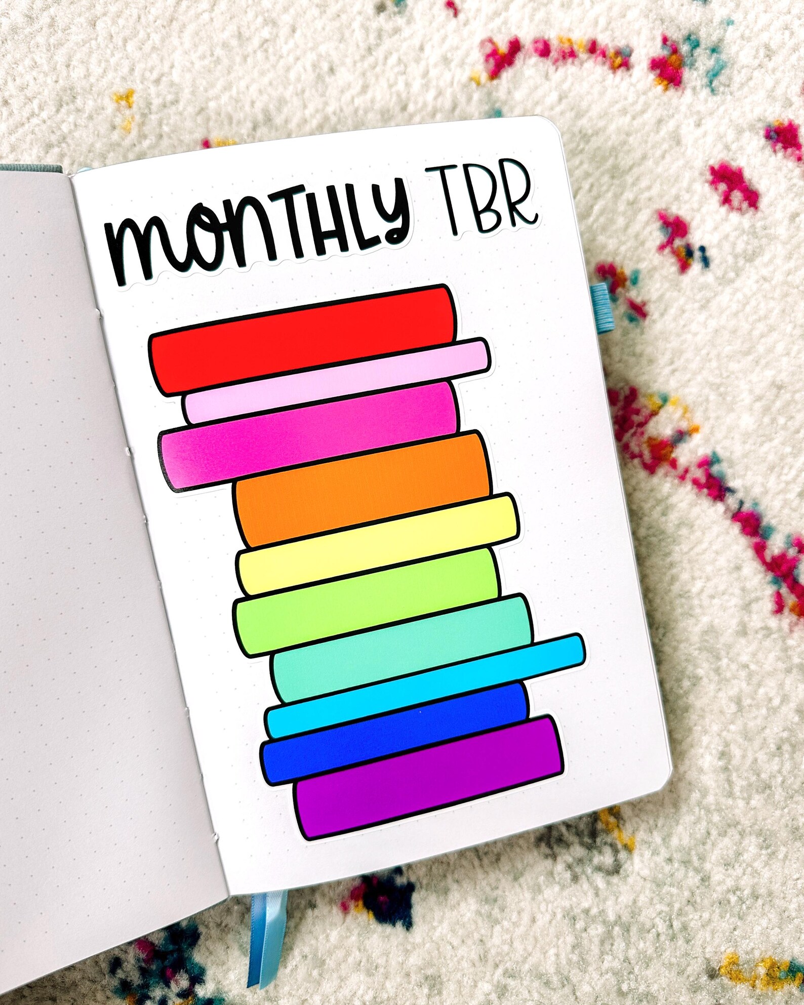 Monthly TBR Stack Book Journal Stickers - Rainbow - Etsy