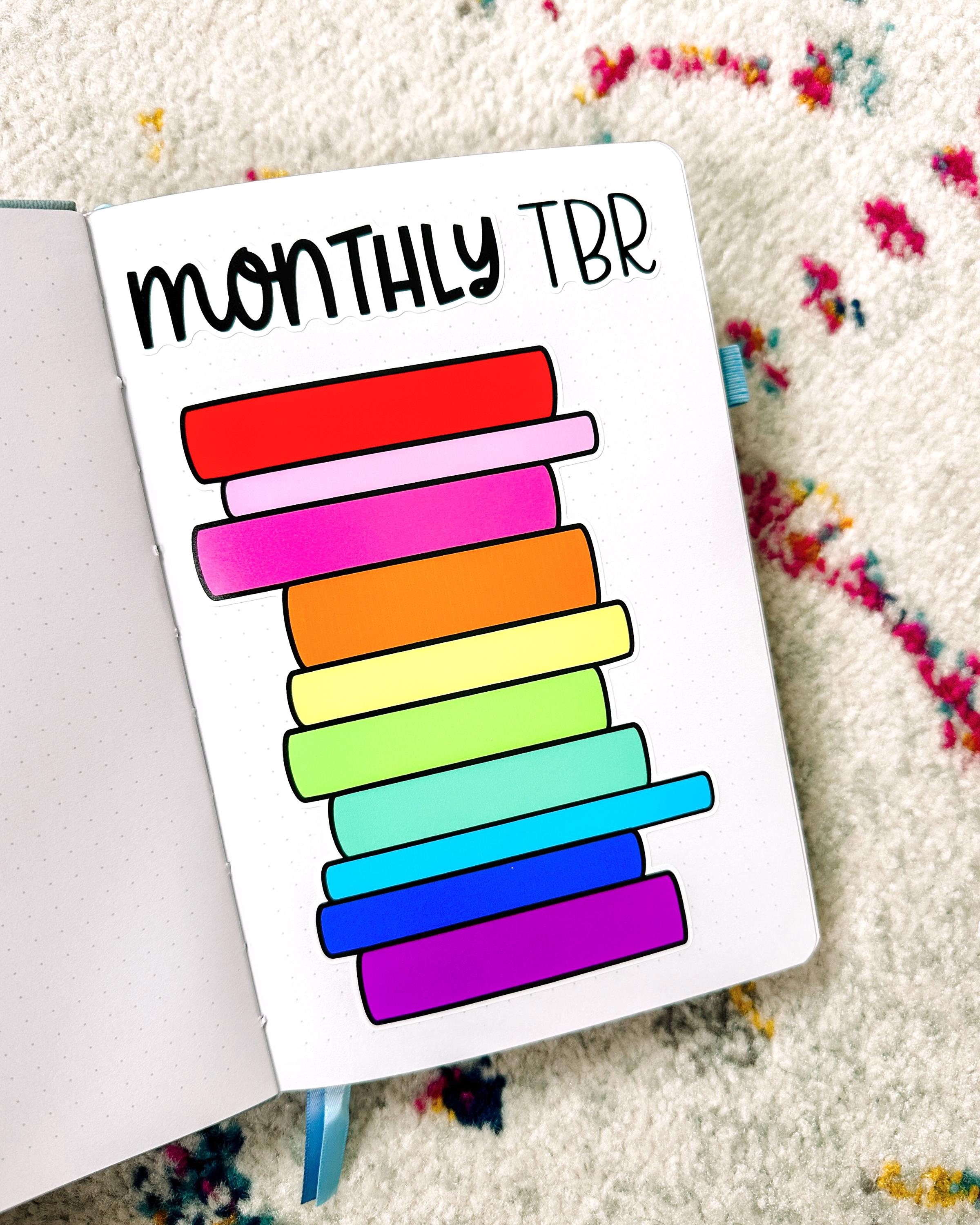 Monthly TBR Stack Book Journal Stickers - Rainbow - Etsy