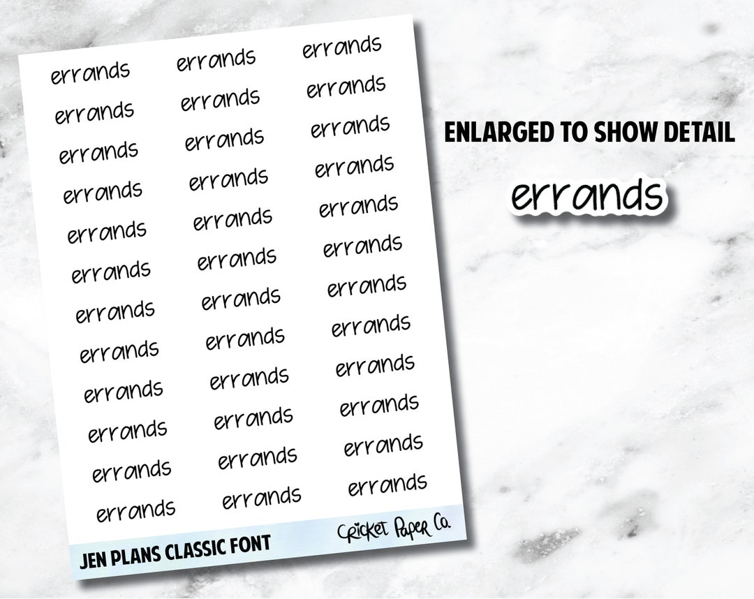 ERRANDS Jen Plans Writing Font Planner Stickers - Etsy