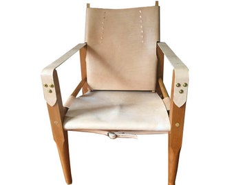 Officer's Chair Wood and Leather Upholstery Military Campaign Style - Etsy