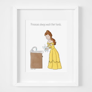 Disney Princess Bathroom Rules Art Prints, Set of 4, Bathroom Wall Art ...