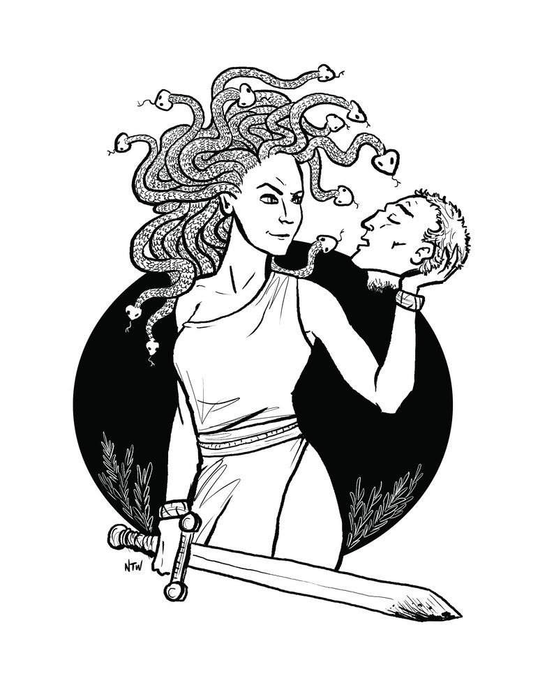 Medusa Art Print Illustration Home Decor Wall Art 8x10 - Etsy