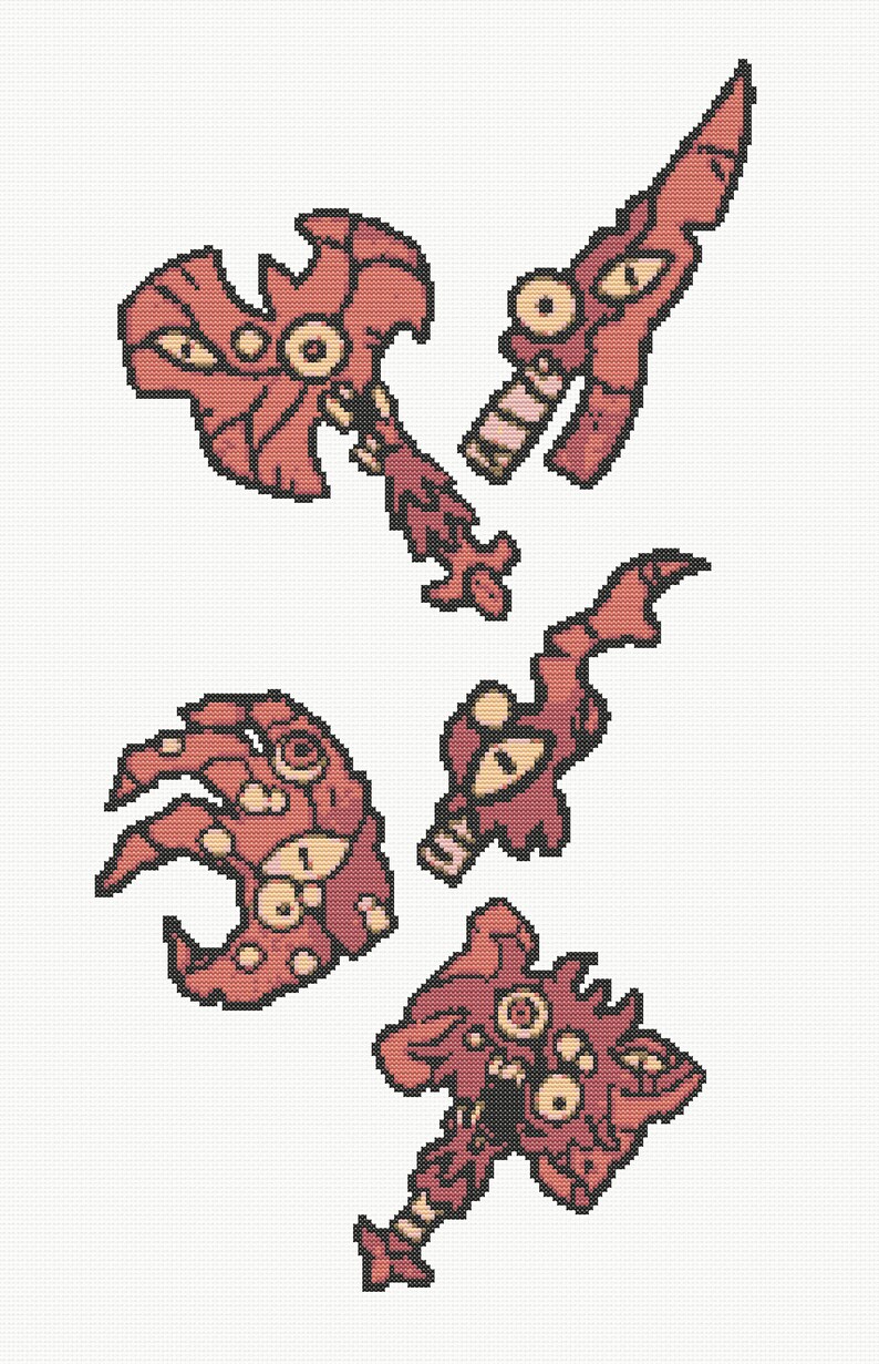 Cult of the Lamb Weapons Cross Stitch Pattern - Etsy