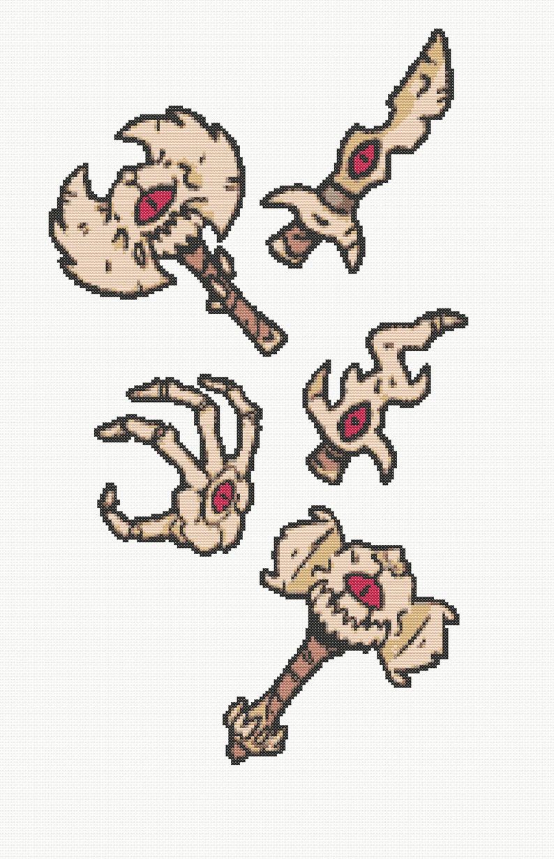 Cult of the Lamb Weapons Cross Stitch Pattern - Etsy