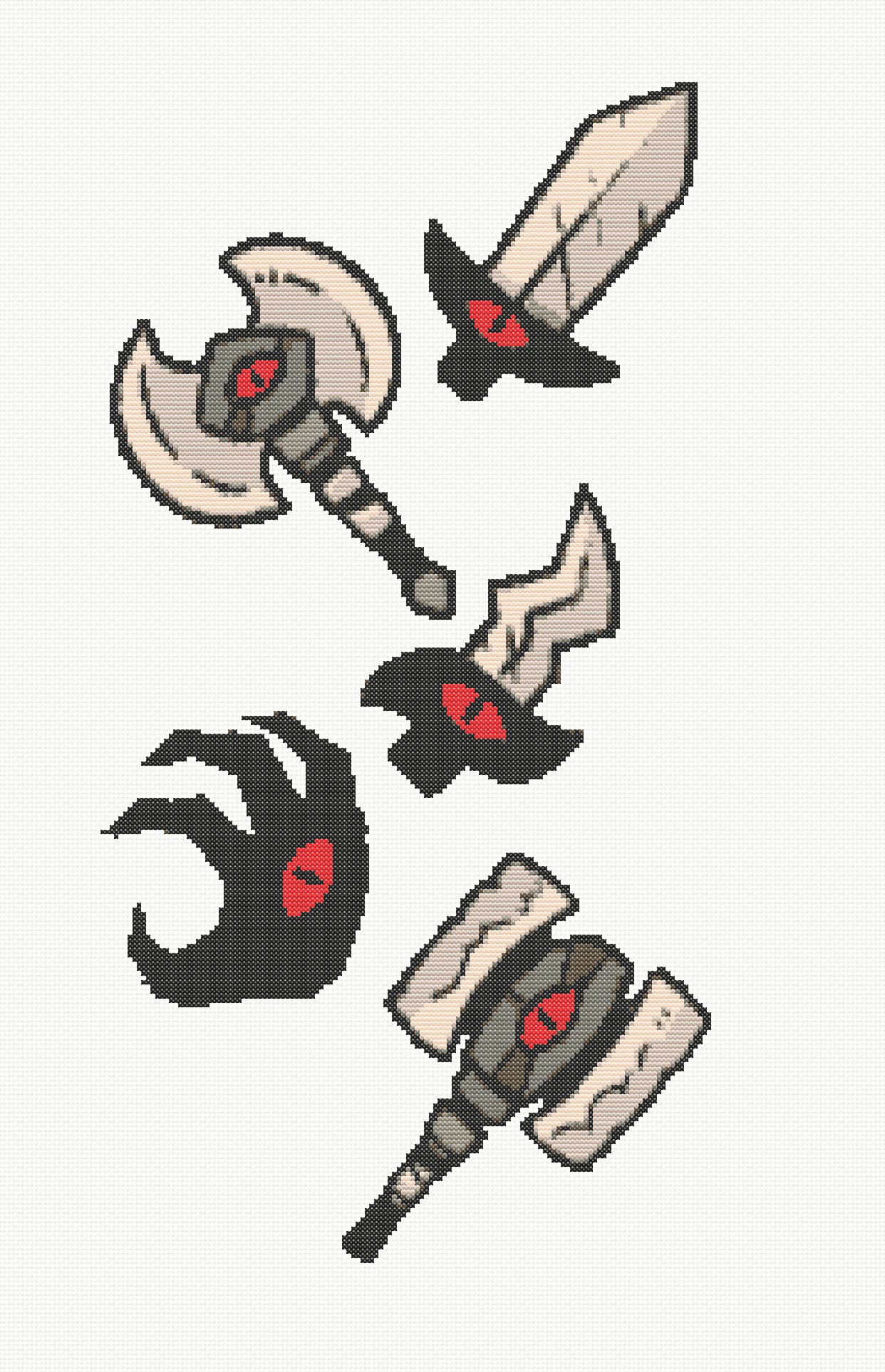 Cult of the Lamb Weapons Cross Stitch Pattern - Etsy