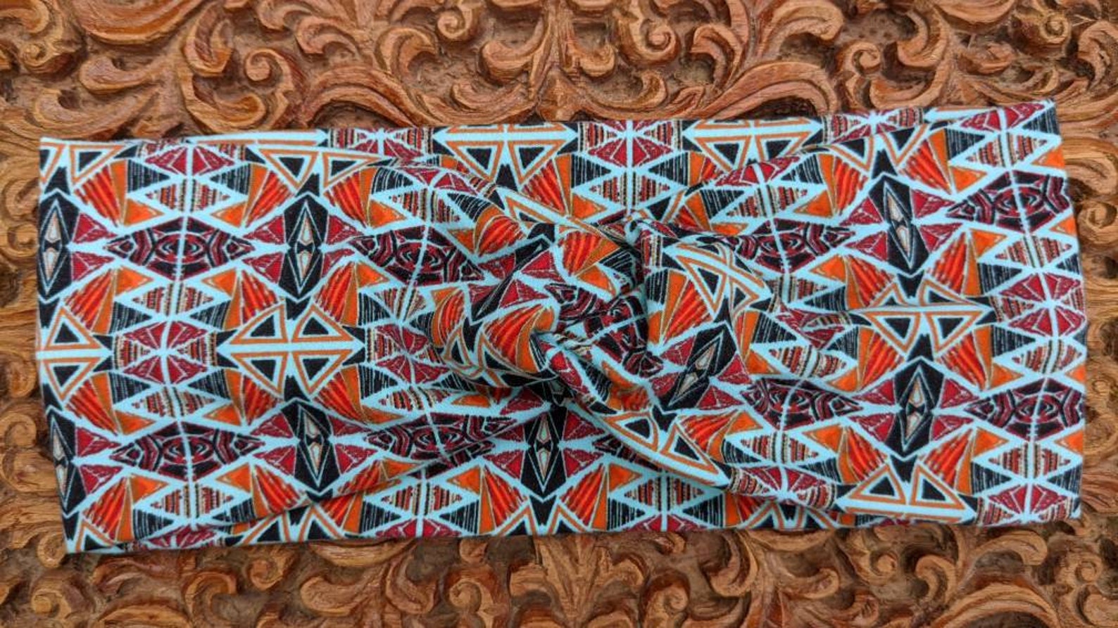 Orange and Light Aqua Colorful Triangle Turban Style Headband - Etsy