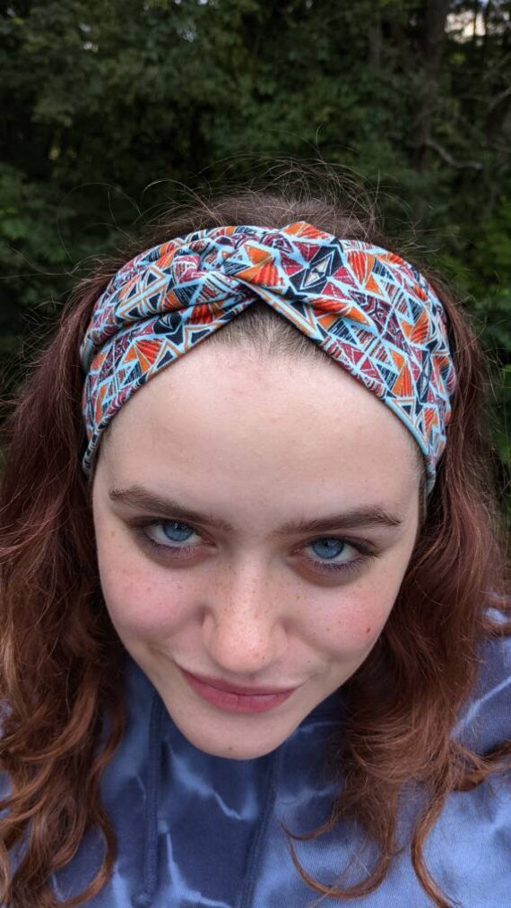 Orange and Light Aqua Colorful Triangle Turban Style Headband - Etsy