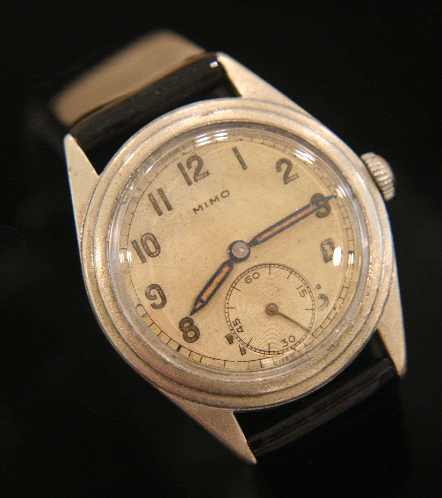 Very rare 1942 men's Swiss MIMO military 9 jewel manual wind wristwatch ...