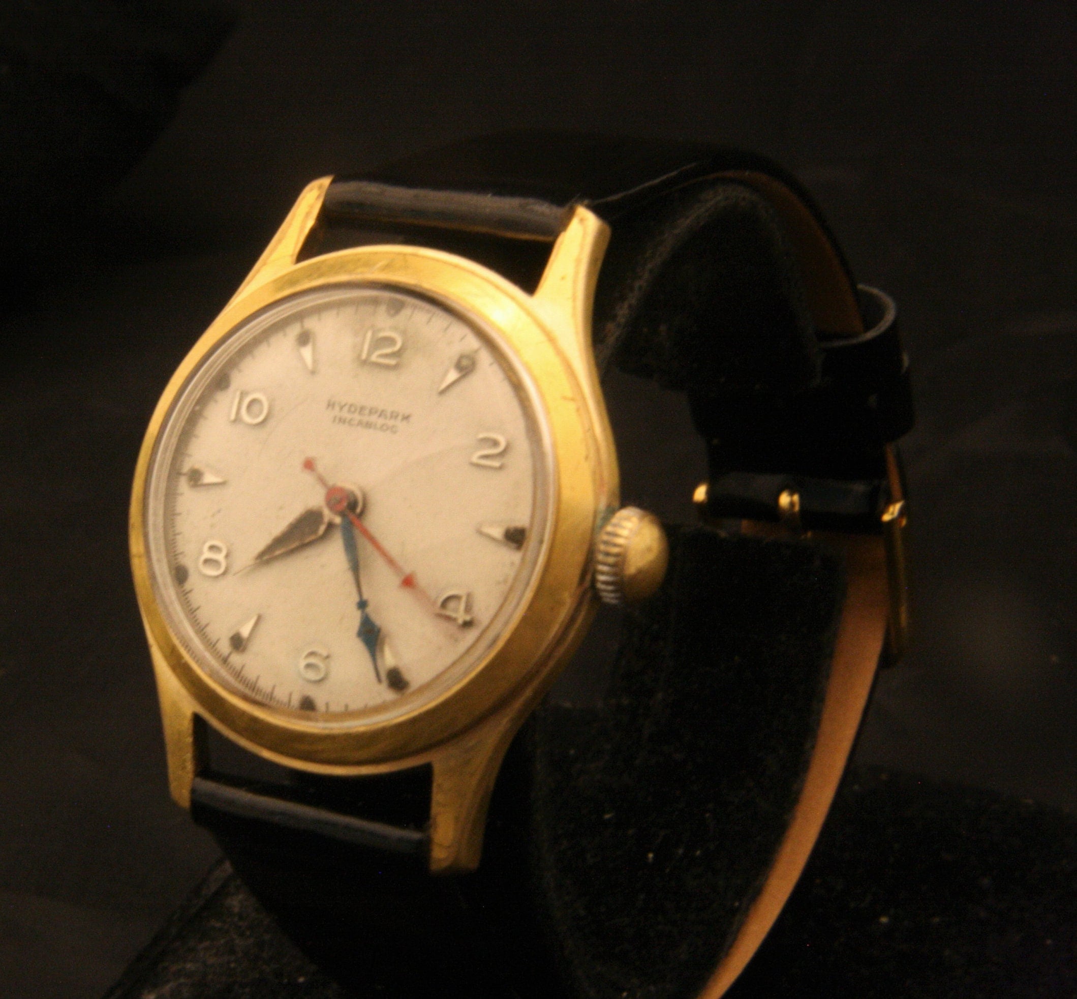Rare vintage 1950's Korean War men's 17 jewel incabloc Swiss HYDEPARK ...