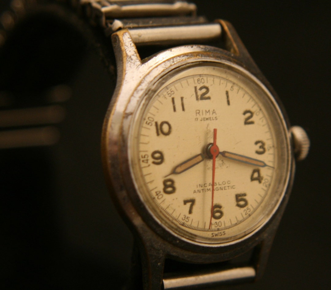 Vintage WWII 1940's DREFFA / RIMA 17 Jewel Swiss Men's Military ...