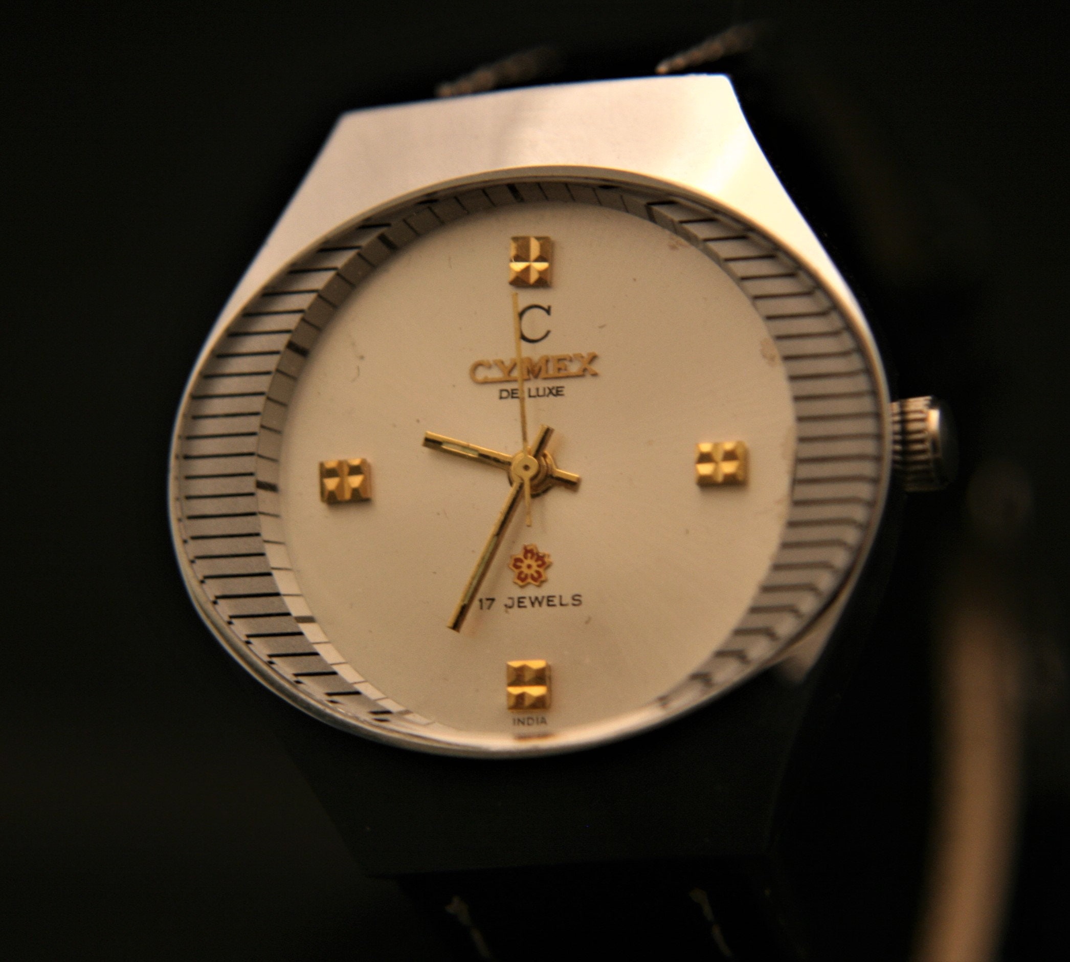 Rare vintage 1970's men's serviced Cymex silver stadium dial 17 jewel ...