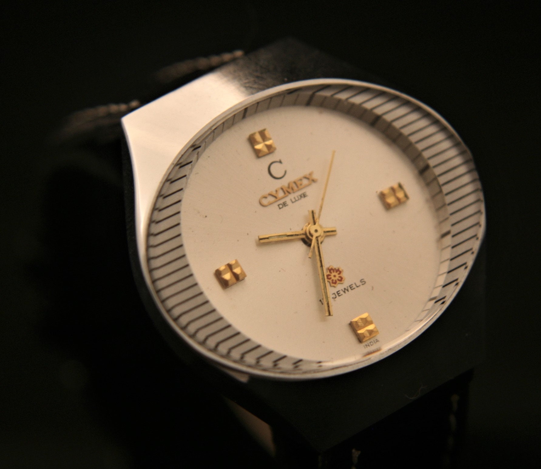 Rare vintage 1970's men's serviced Cymex silver stadium dial 17 jewel ...