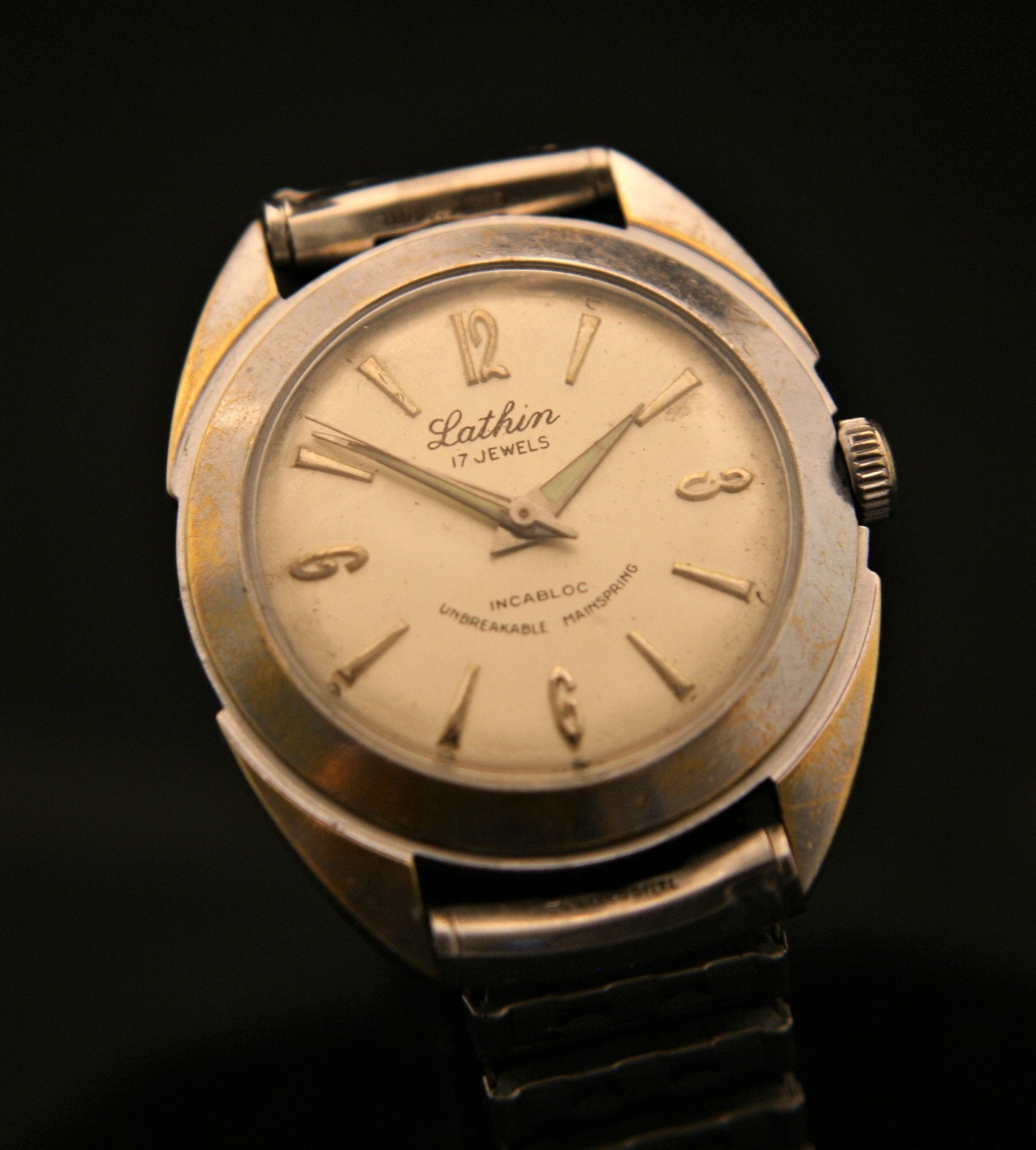 Vintage 1950's Lathin (Kingston Watch Co.) French 17J men's wristwatch ...