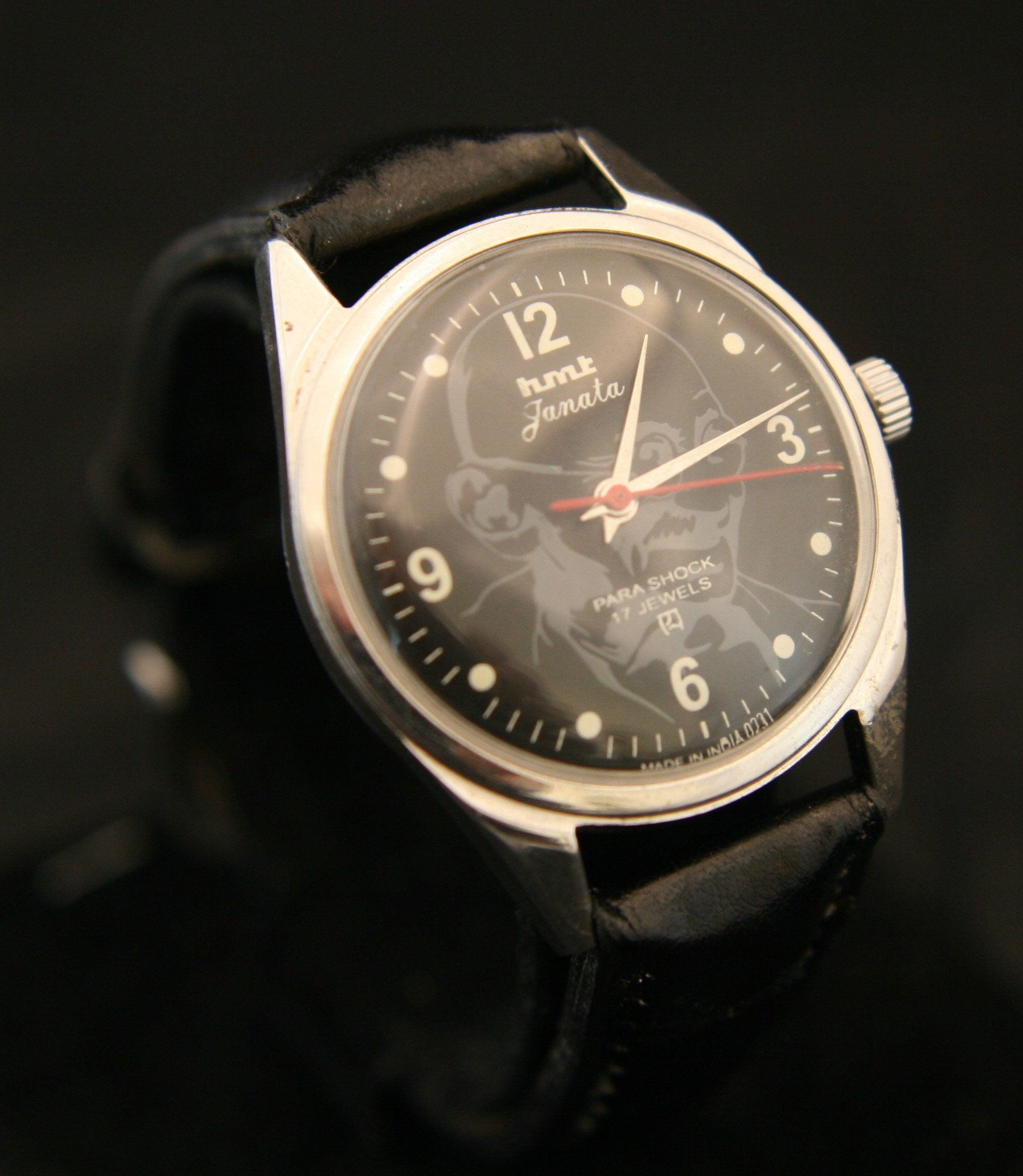 Rare vintage Gandhi men's black dial serviced 1970's HMT Jawan 17J ...