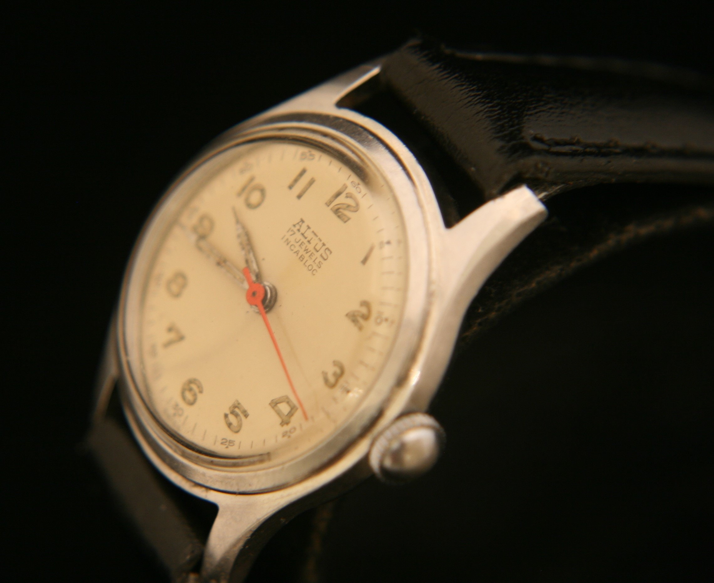 Vietnam era men's Altus, Swiss 17 jewel, all stainless steel, manual ...