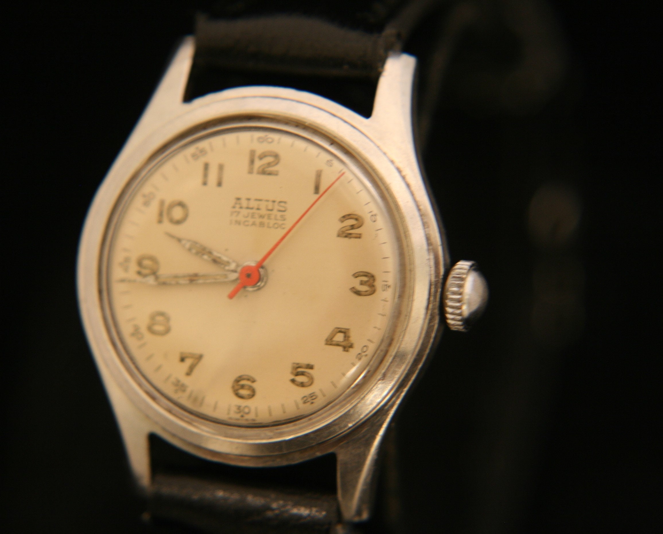 Vietnam era men's Altus, Swiss 17 jewel, all stainless steel, manual ...