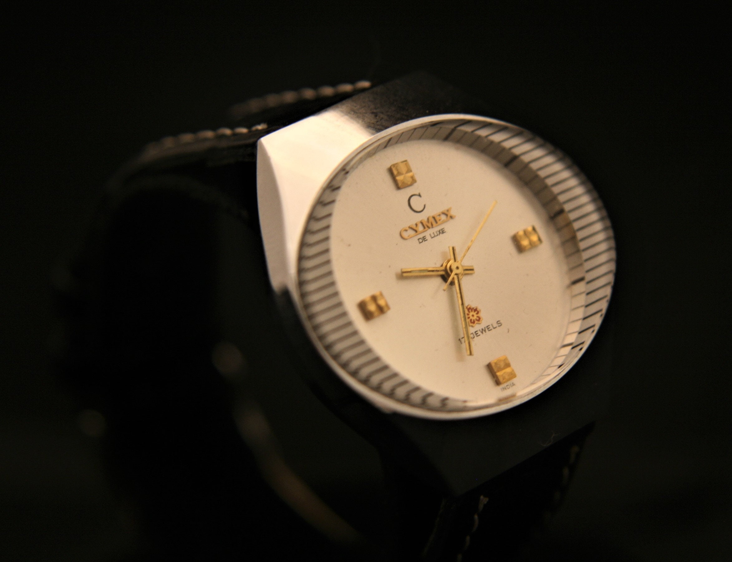 Rare vintage 1970's men's serviced Cymex silver stadium dial 17 jewel ...