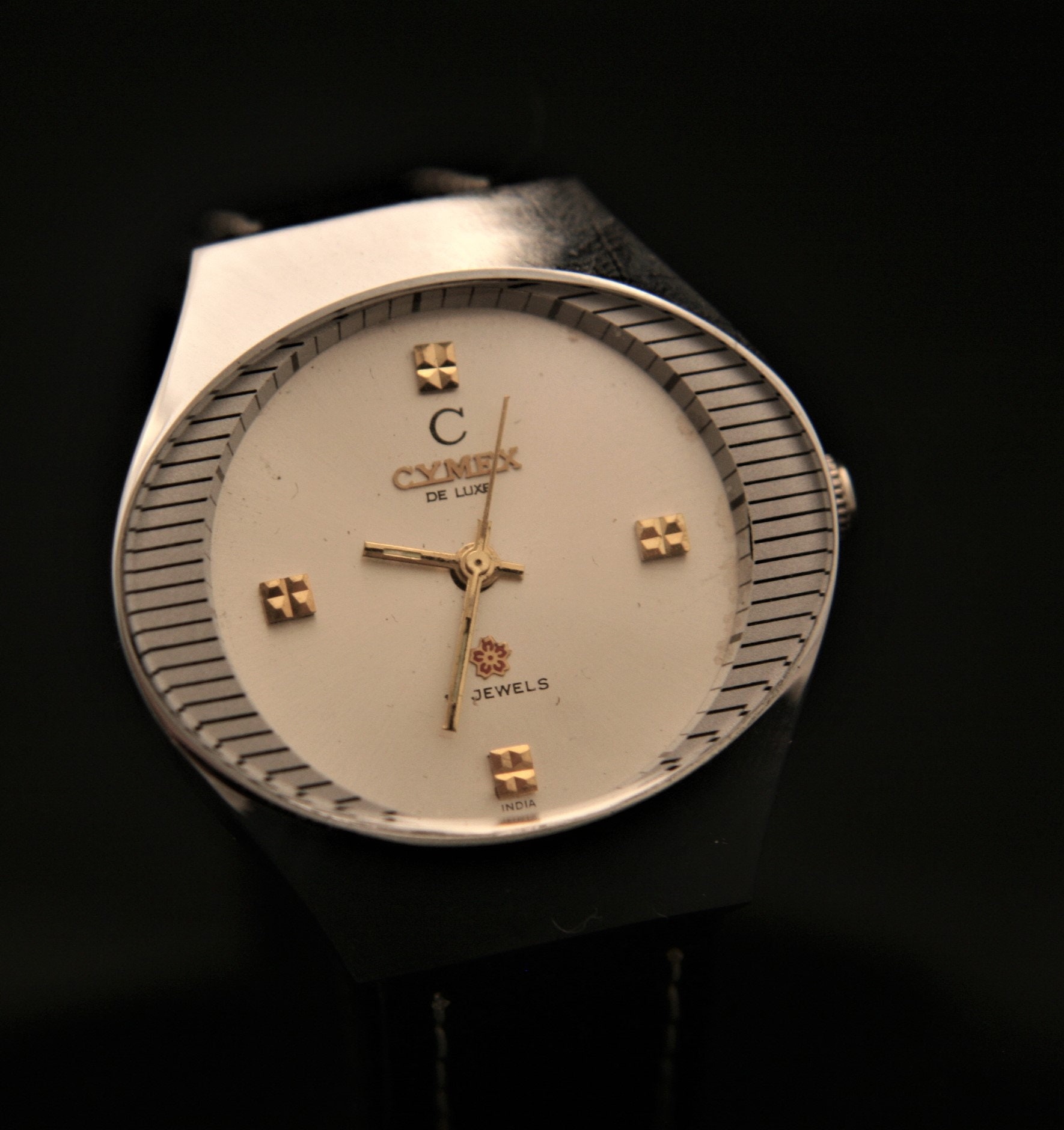 Rare vintage 1970's men's serviced Cymex silver stadium dial 17 jewel ...