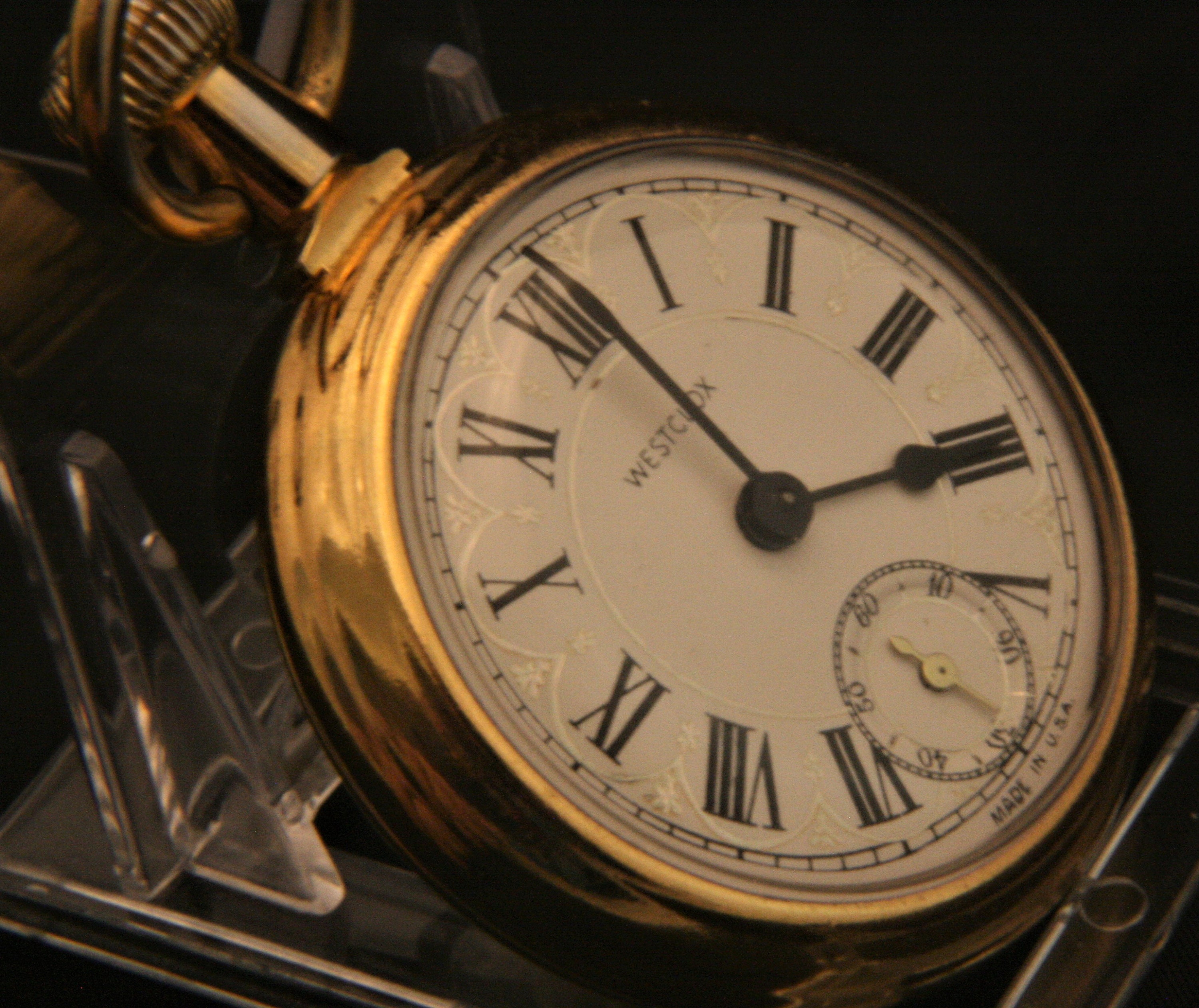 Vintage 1970's Westclox The Conductor gold railroad pocket watch ...