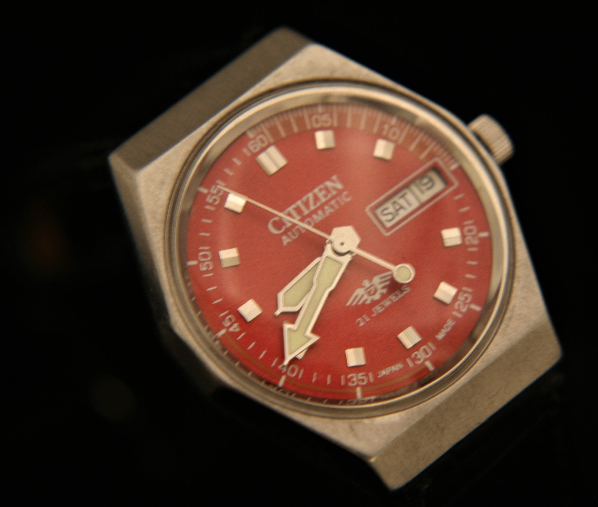 Stunning restored and serviced men's 1987 Citizen, red dial, automatic ...