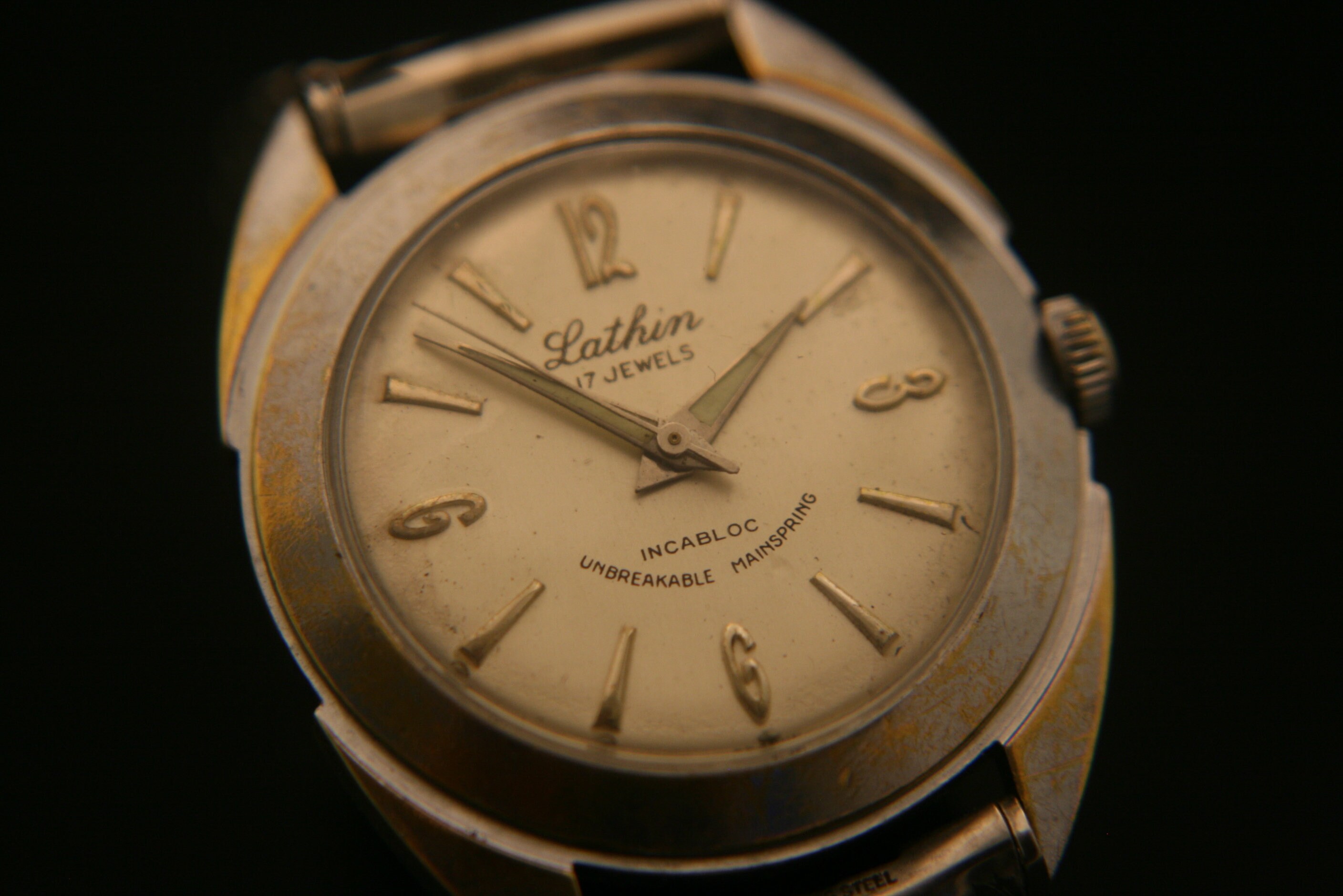 Vintage 1950's Lathin (Kingston Watch Co.) French 17J men's wristwatch ...