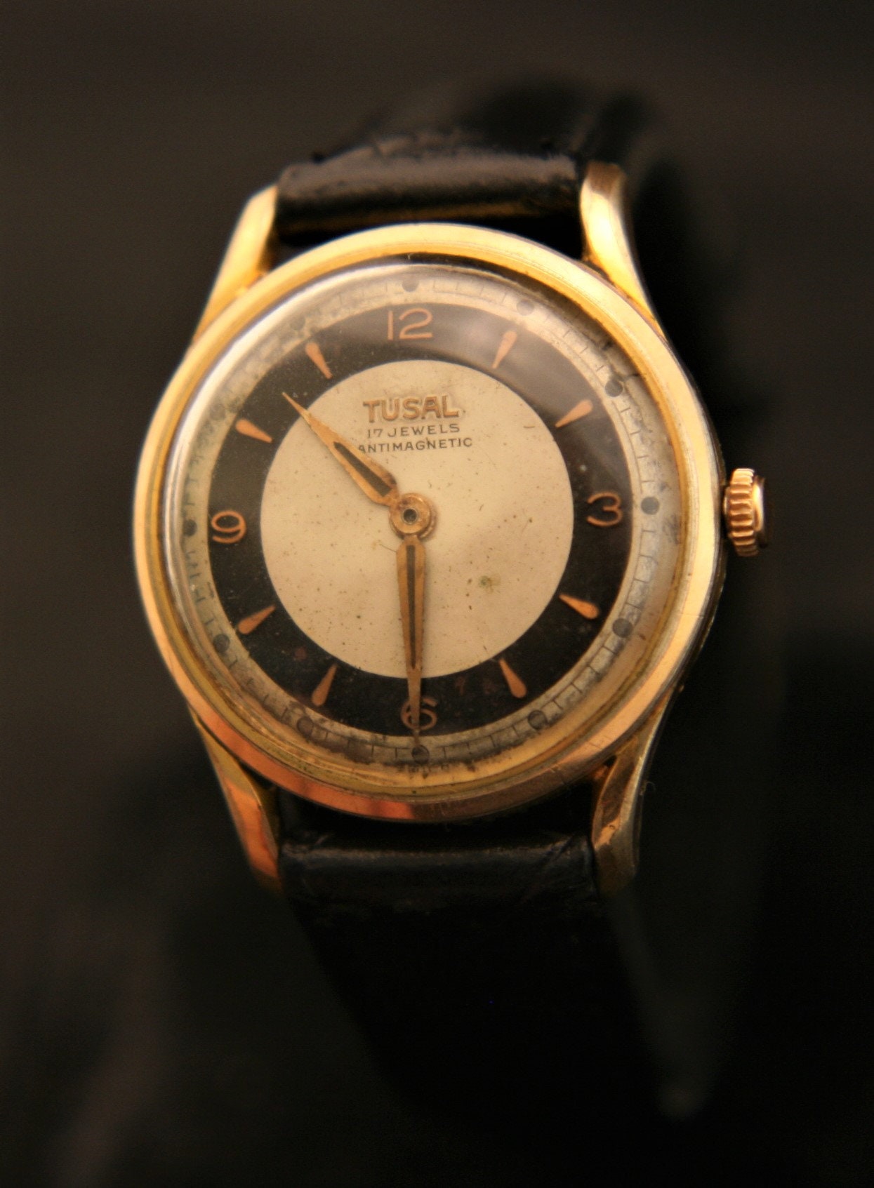 Serviced and restored very rare vintage 1950's Swiss Tusal 17 jewel men ...
