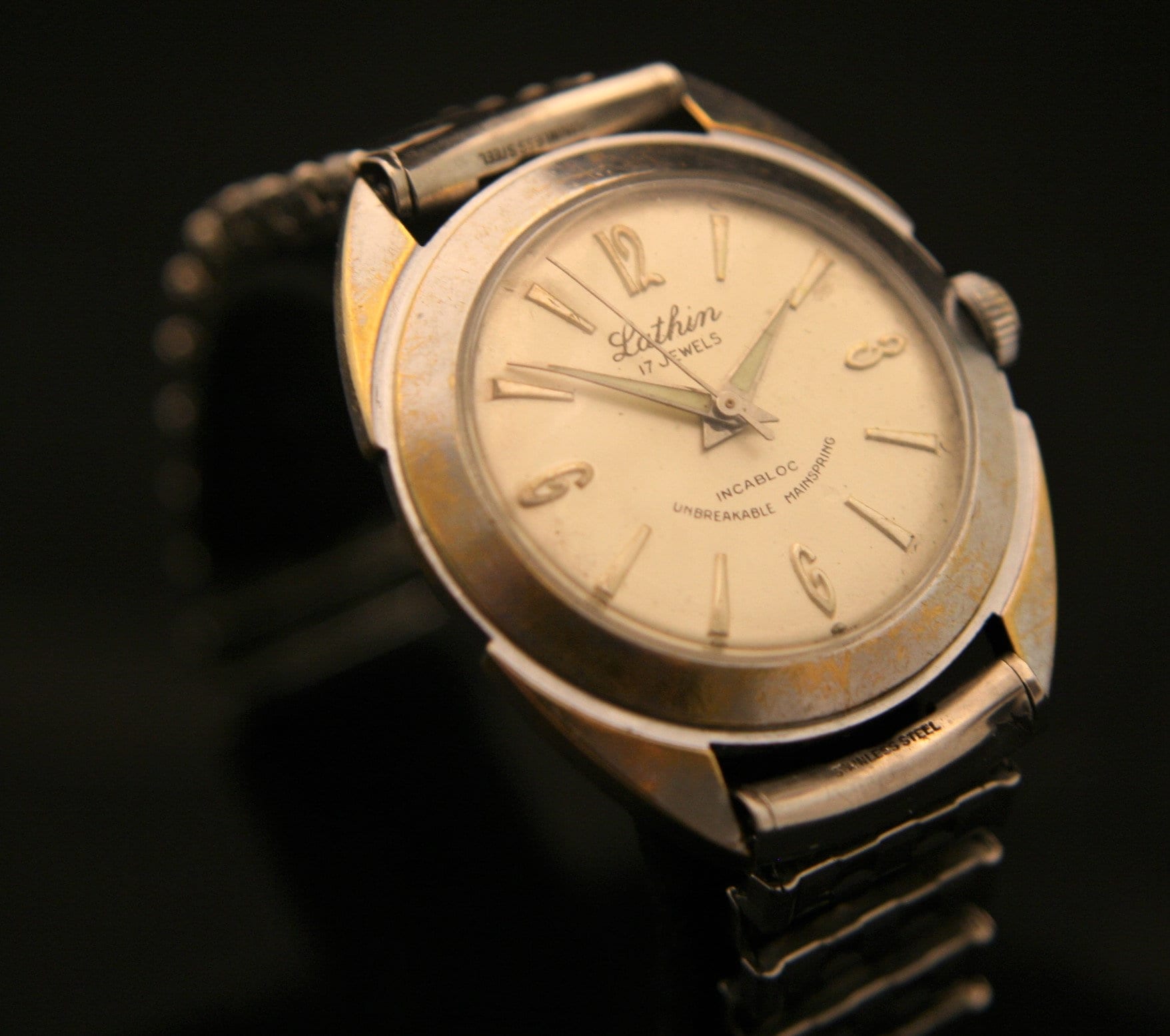 Vintage 1950's Lathin (Kingston Watch Co.) French 17J men's wristwatch ...