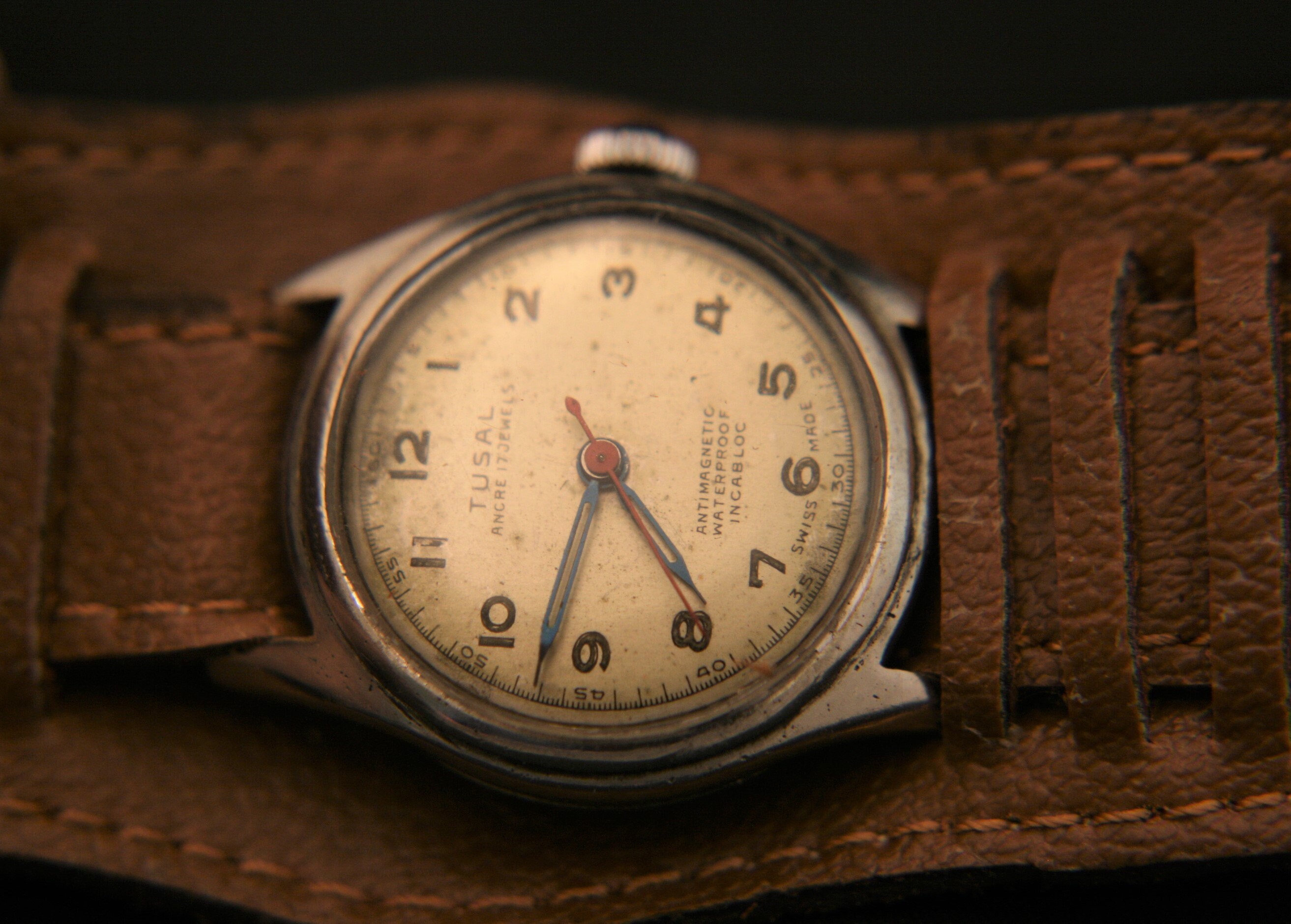 Rare vintage serviced and restored 1940'S WWII military Swiss Tusal 17 ...