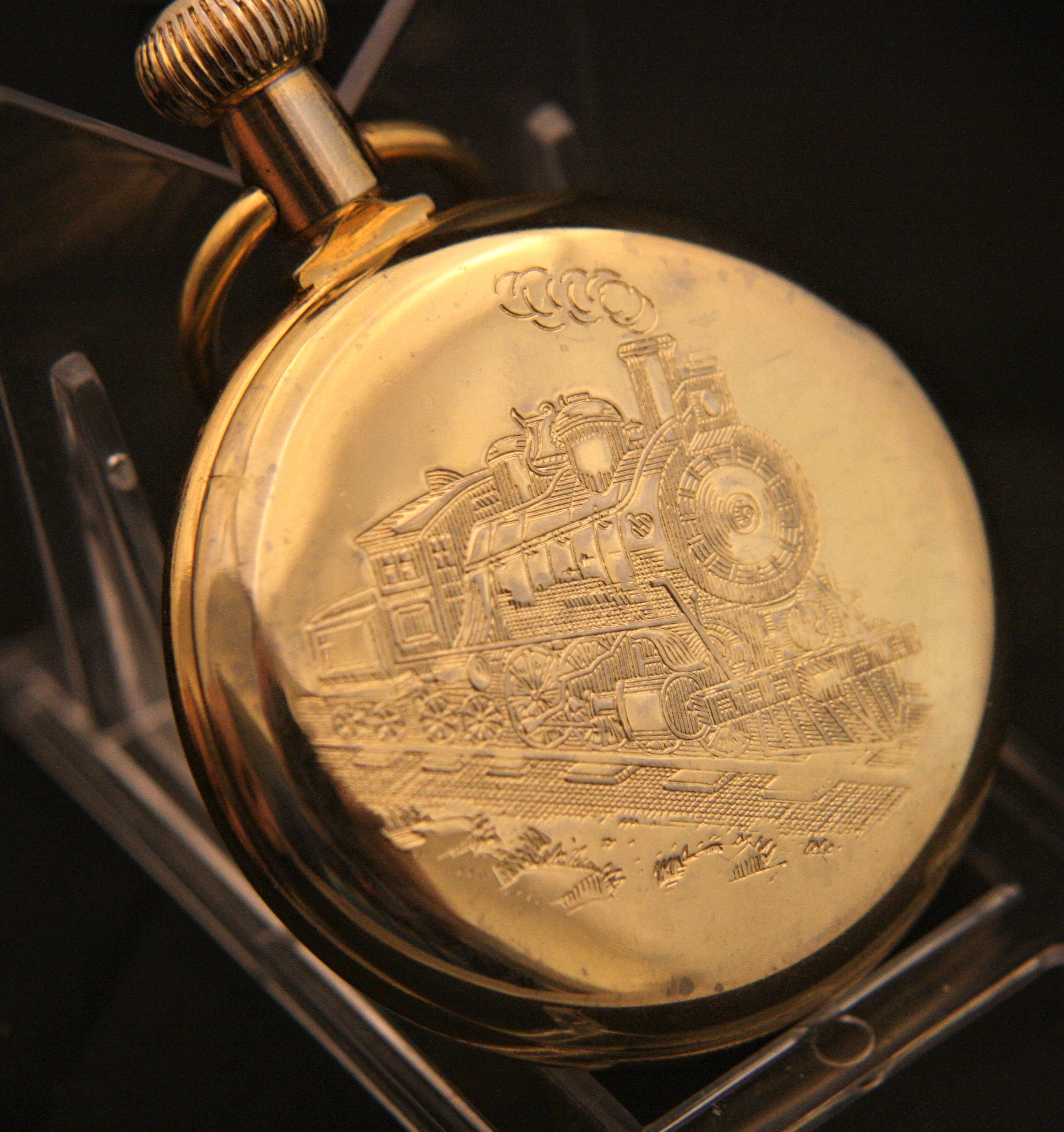 Vintage 1970's Westclox The Conductor gold railroad pocket watch ...