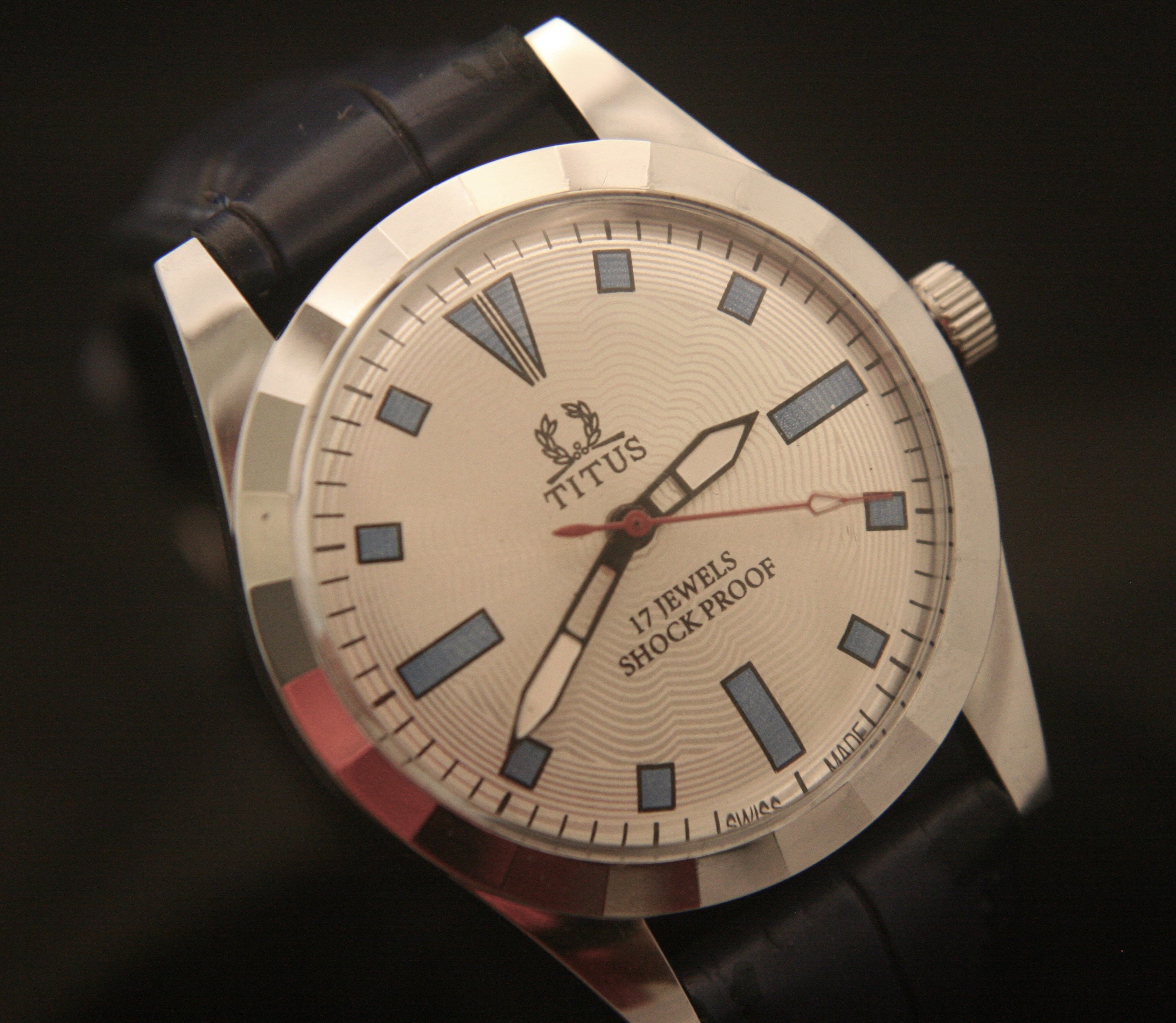 Vintage unisex silver guilloche dial 1970's signed Titus Swiss 17 jewel ...