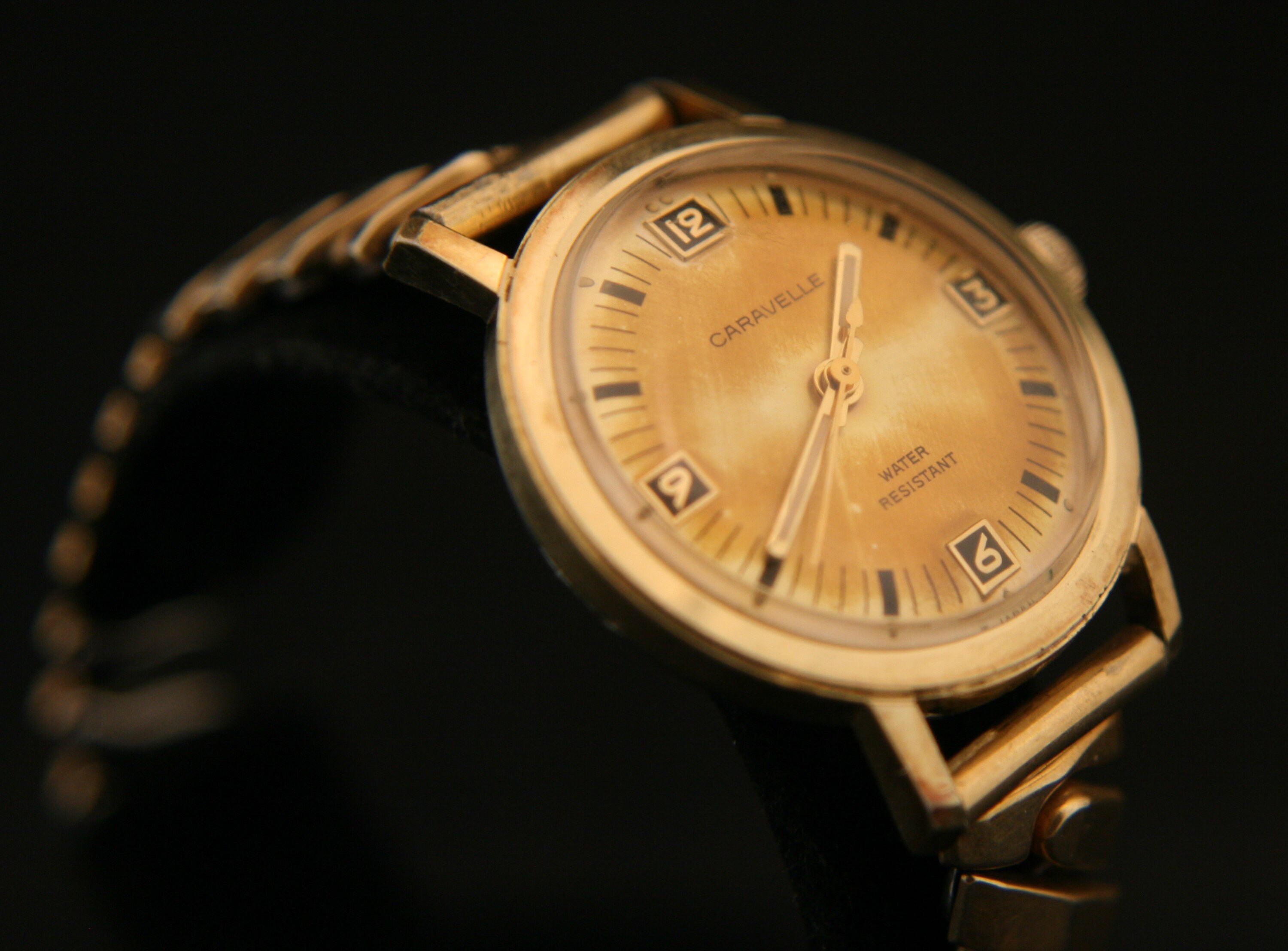 Men's vintage 1970 Caravelle by Bulova copper dial manual wind 7 jewel ...
