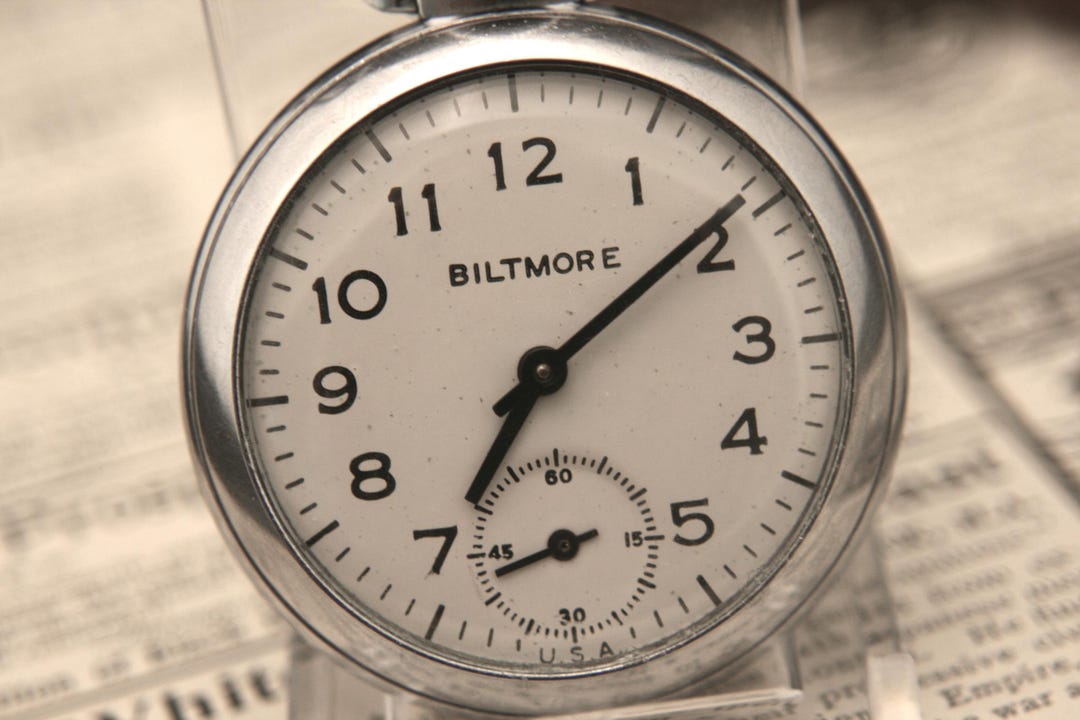 Vintage 1957 Ingraham Biltmore Pocket Watch With Fob - Etsy
