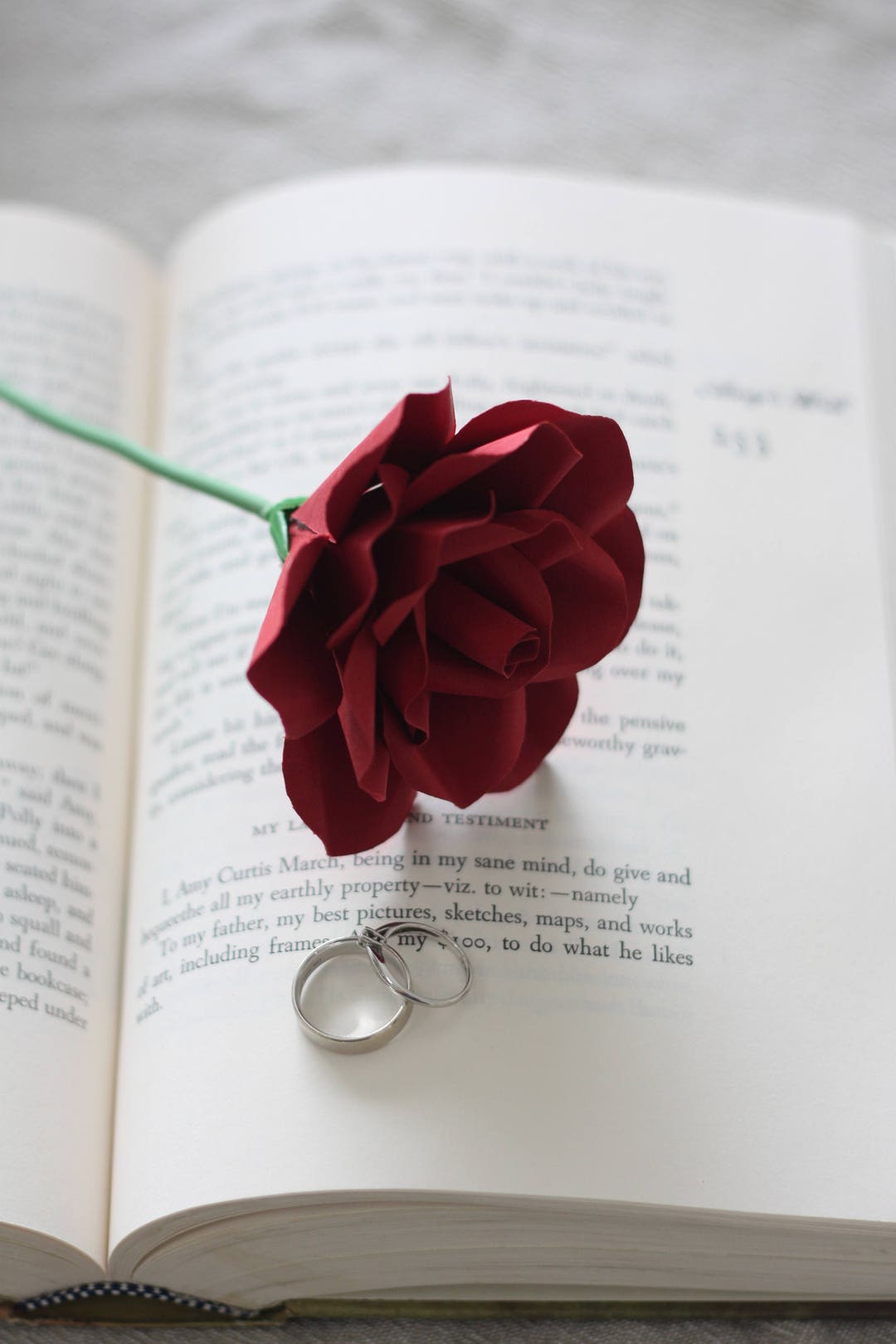 Long Stem Paper Rose, Individual Paper Rose, Book Page Roses, Paper ...