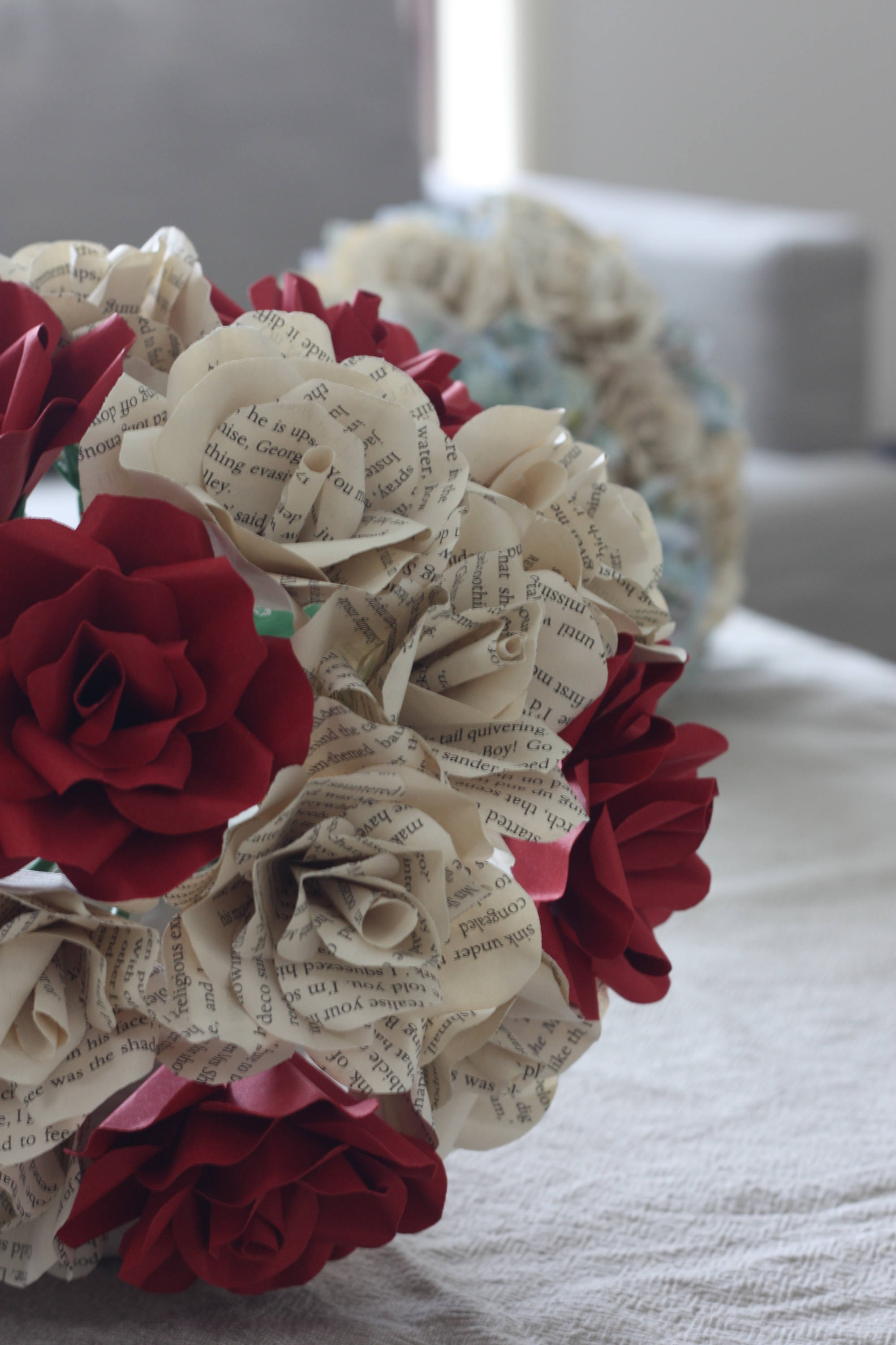 Book Paper Bridal Bouquet 19 Long Stem Roses Paper Flower | Etsy