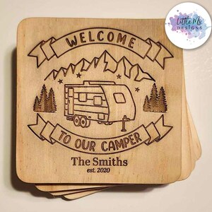 Welcome to Our Camper Personalized Coasters,personalized Gifts ...