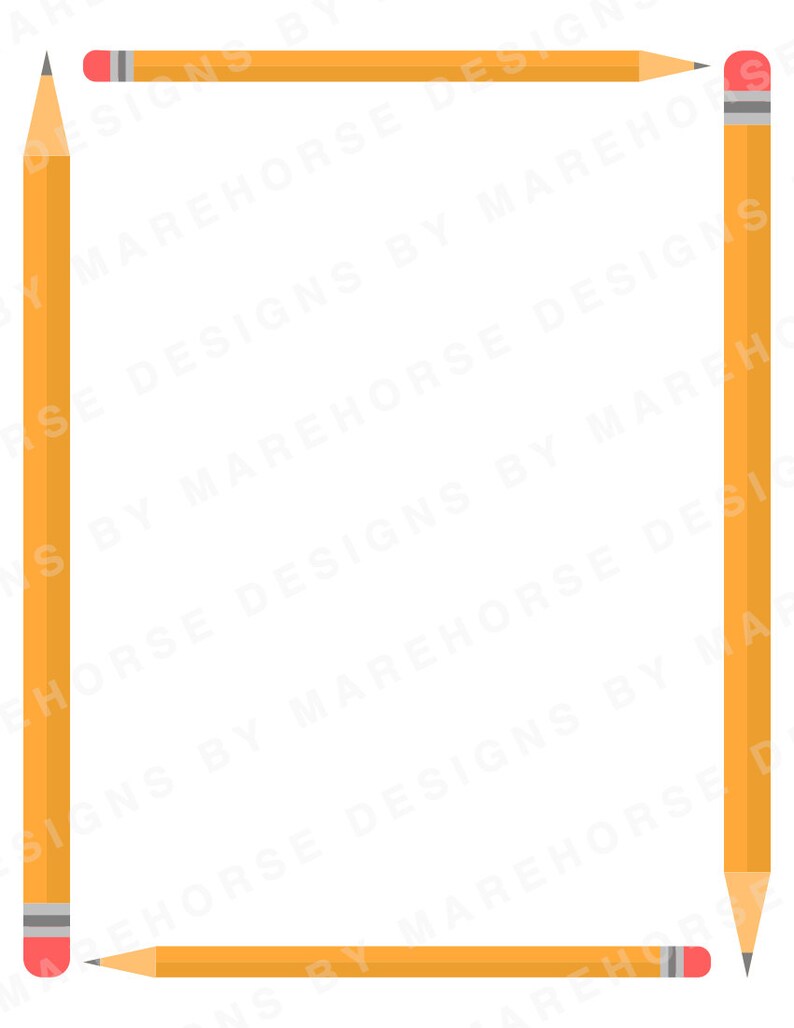 Back to School Pencils Border Stationery Fun & Modern Back | Etsy