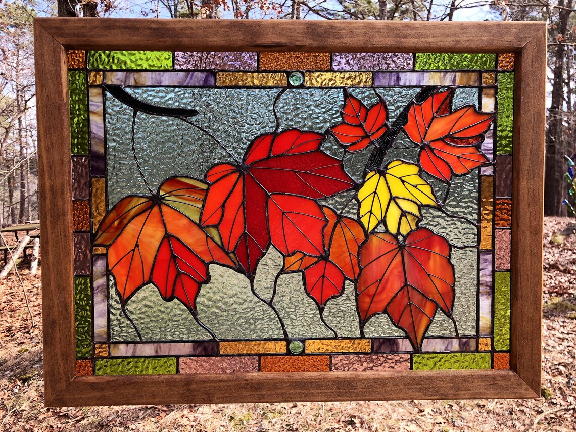 Stained Glass Autumn Maple Leaves - Etsy