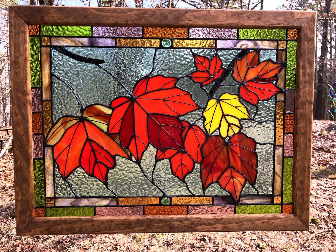 Stained Glass Autumn Maple Leaves - Etsy