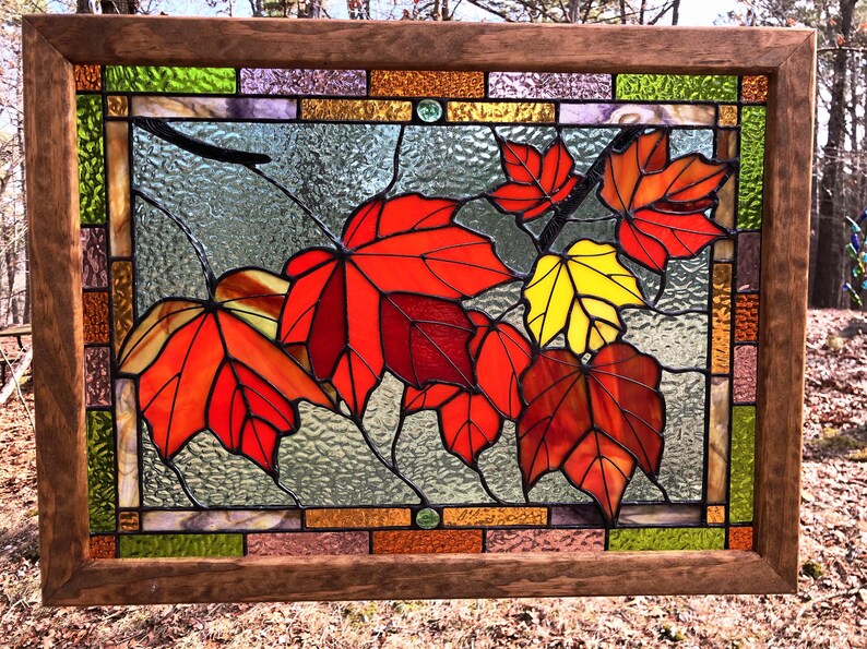 Stained Glass Autumn Maple Leaves - Etsy