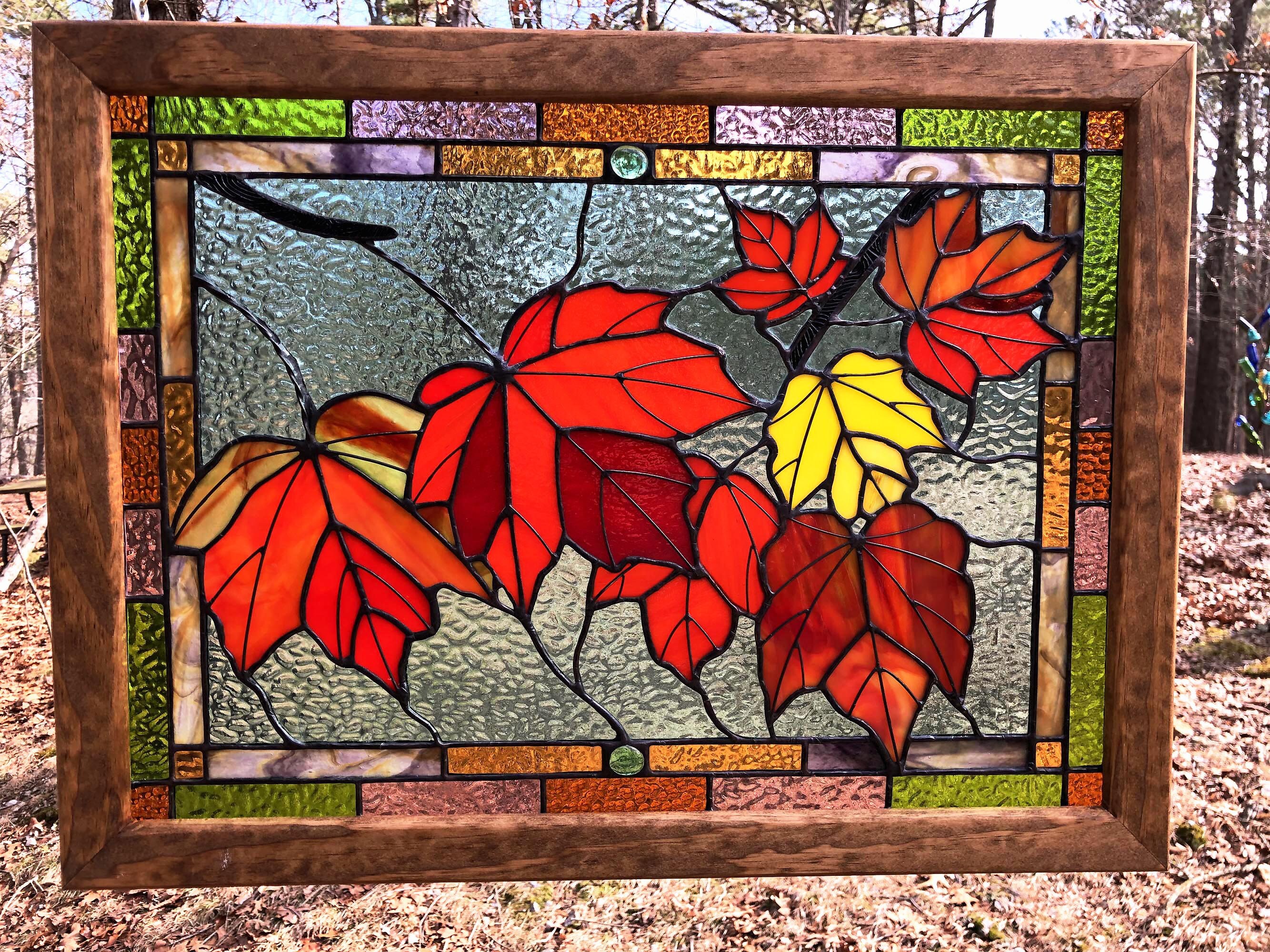 Stained Glass Autumn Maple Leaves - Etsy