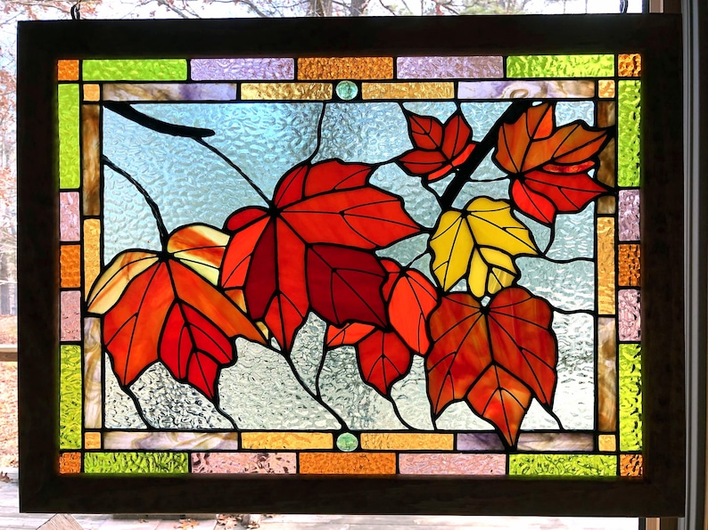 Stained Glass Autumn Maple Leaves - Etsy