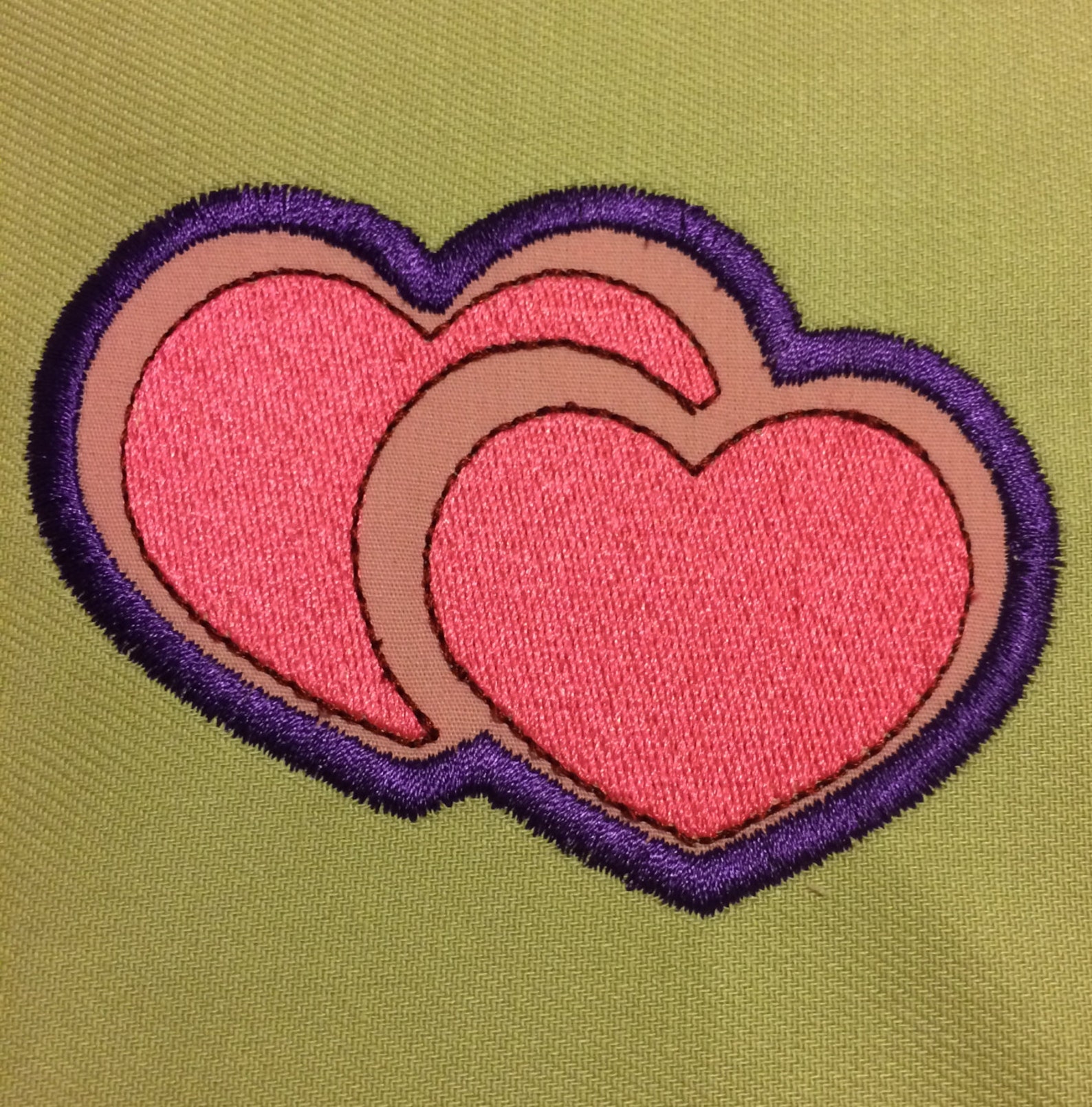 Two Hearts Applique Machine Embroidery Design File Digital Download ...